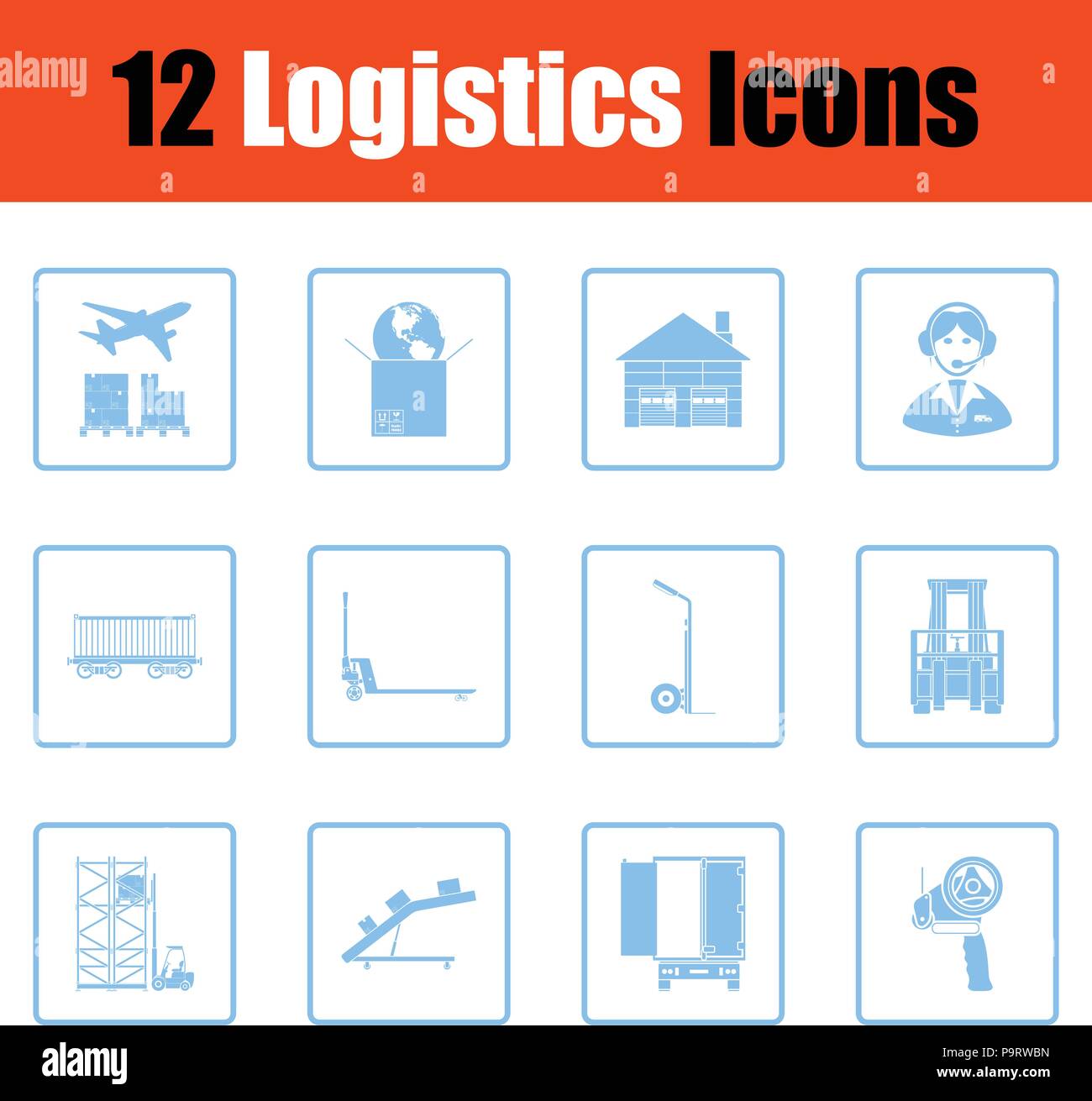 Logistics icon set. Blue frame design. Vector illustration Stock Vector ...