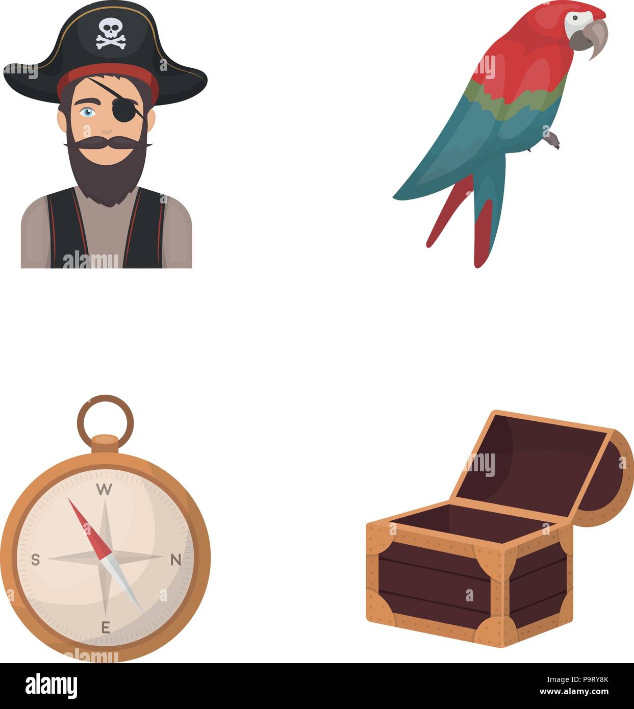 Pirate, bandit, hat, bandage .Pirates set collection icons in cartoon ...