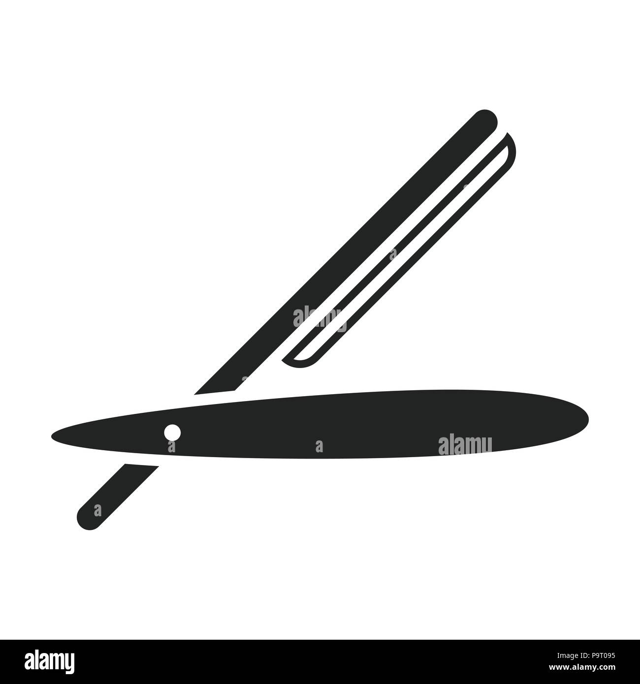 Straight razor icon in black style isolated on white background ...
