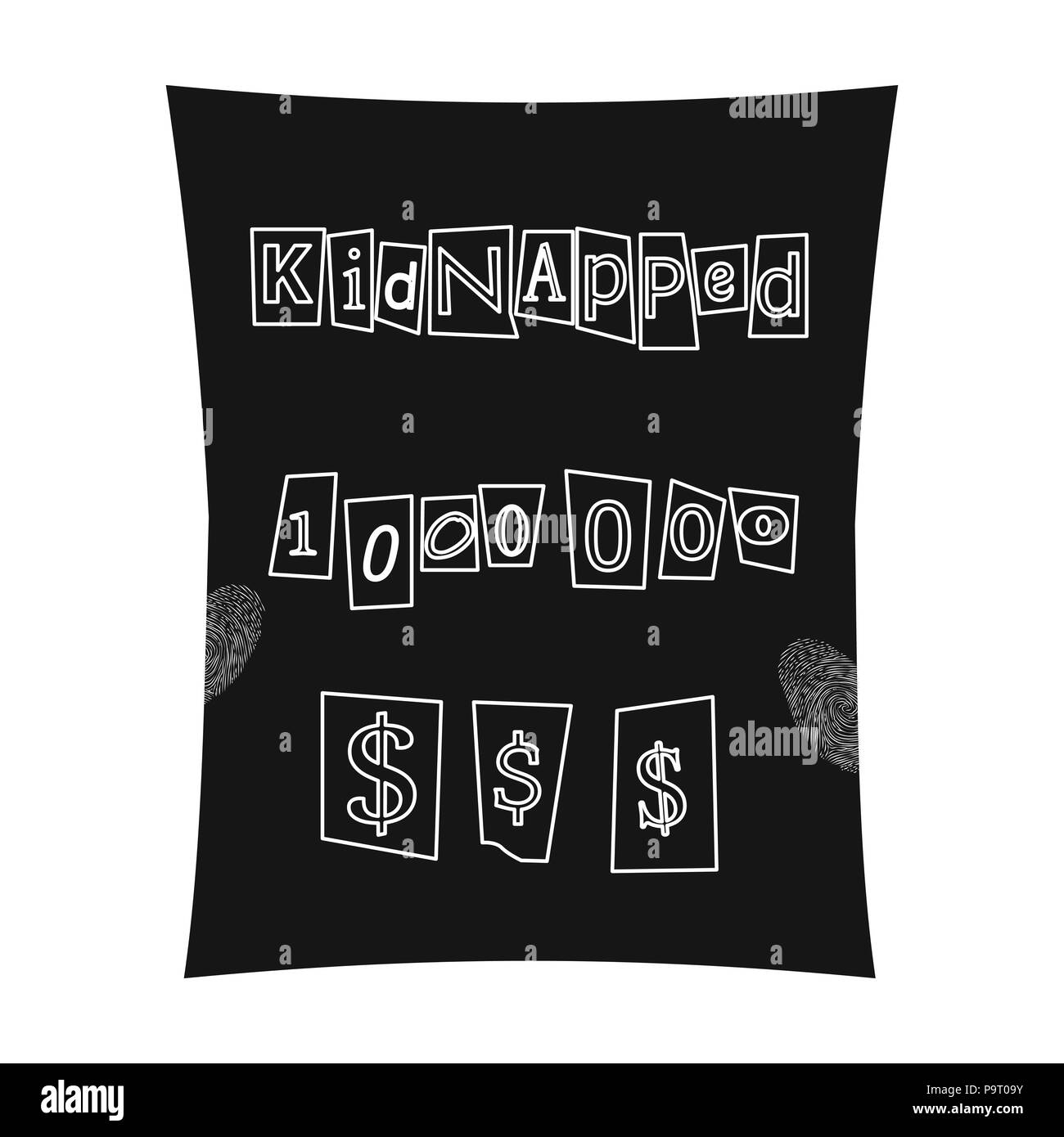 Abduction and ransom, criminal demand on the sheet. Kidnapping. single ...