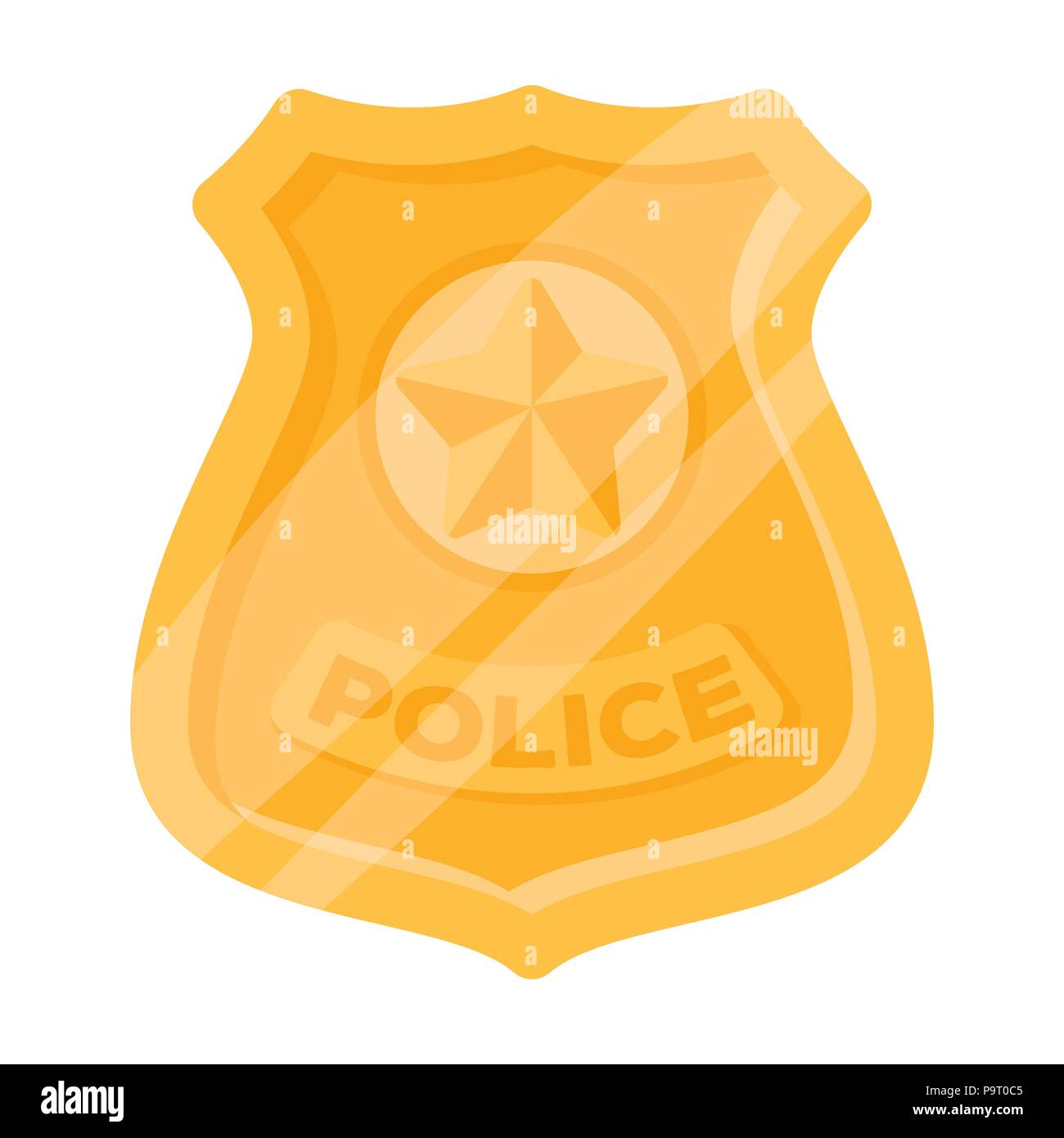 Police badge icon in cartoon design isolated on white background ...
