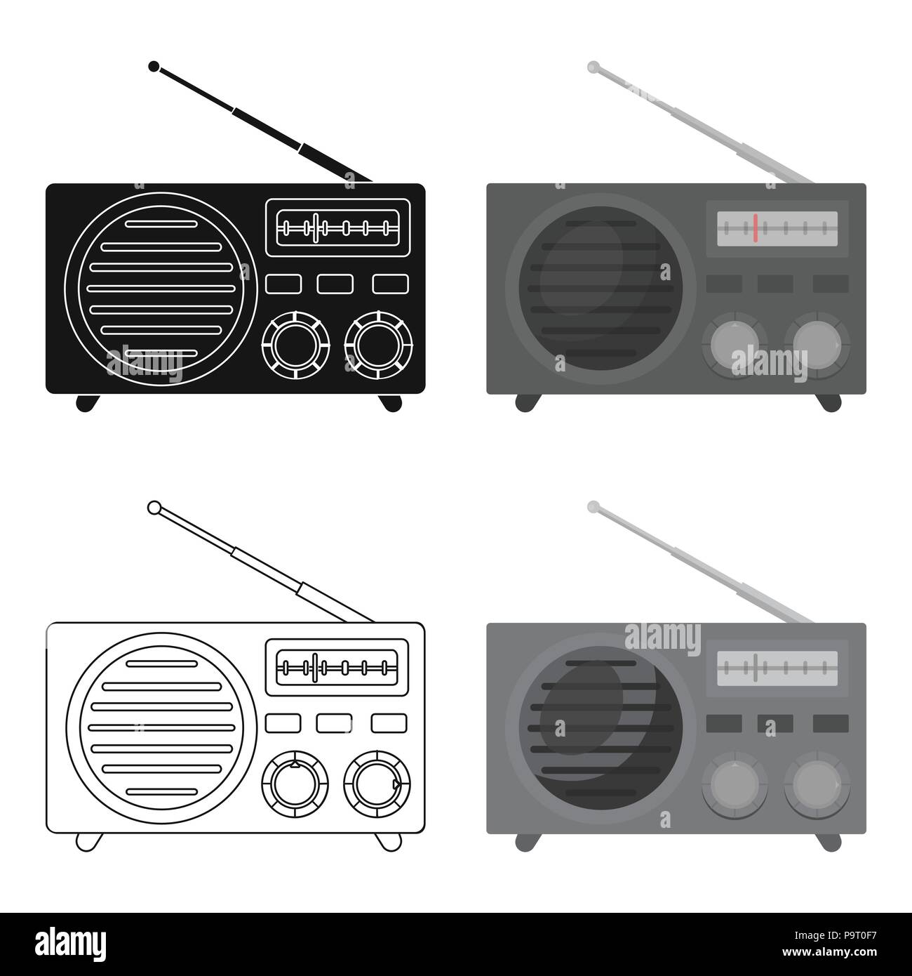Radio advertising icon in cartoon style isolated on white background ...