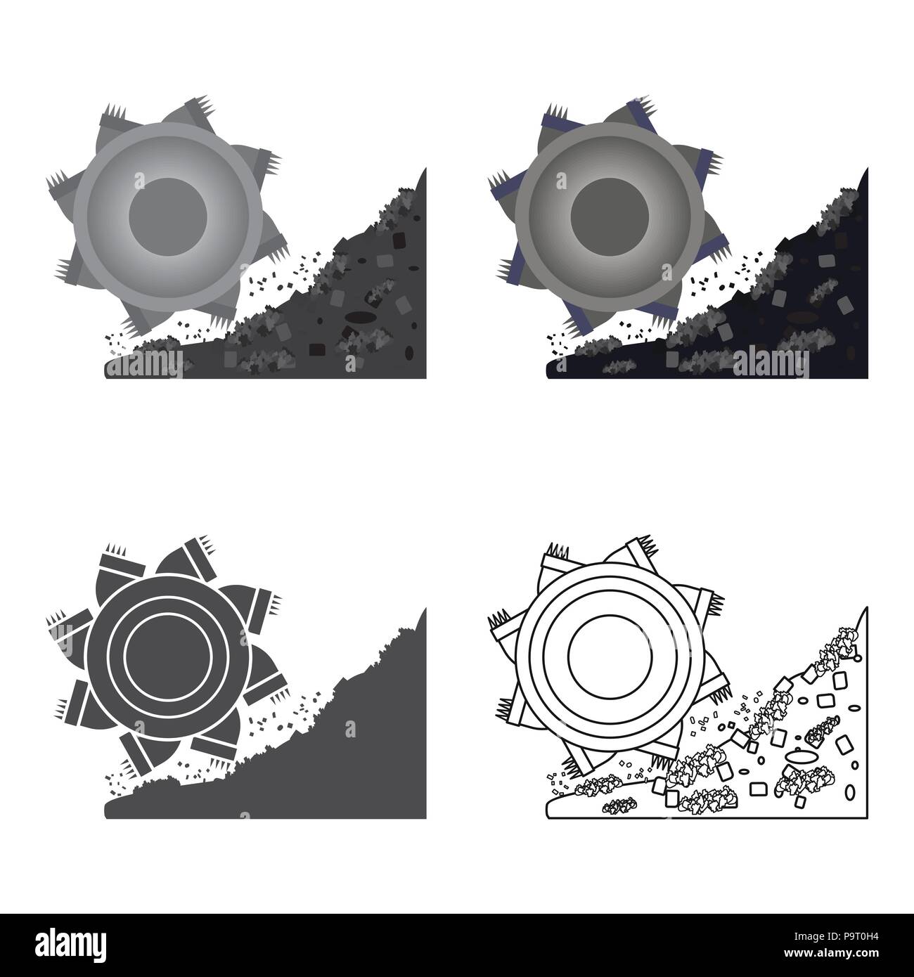 Bucket-wheel excavator icon in cartoon style isolated on white ...