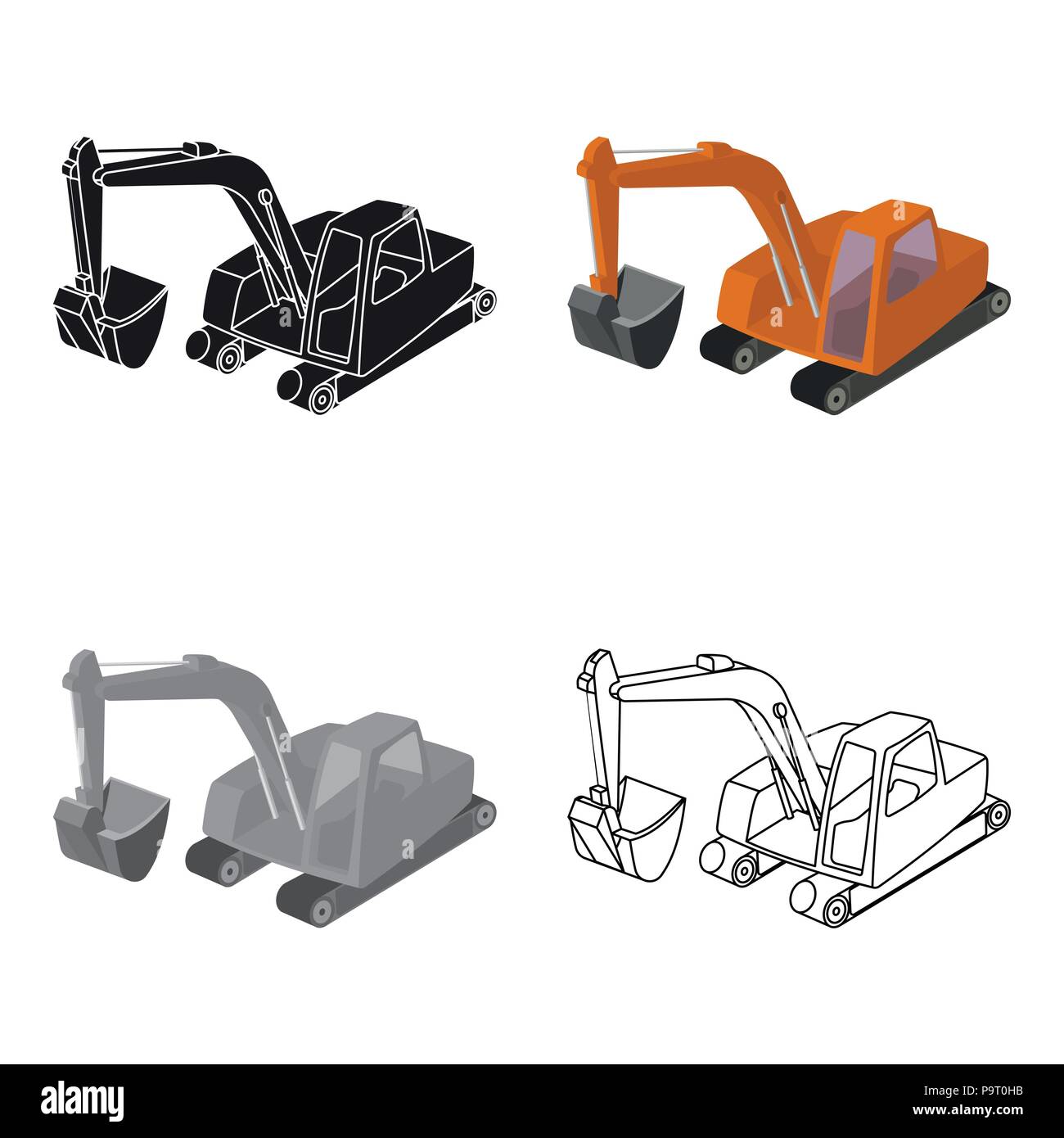 Orange excavator with a bucket . Machine for mine.Mine Industry single ...