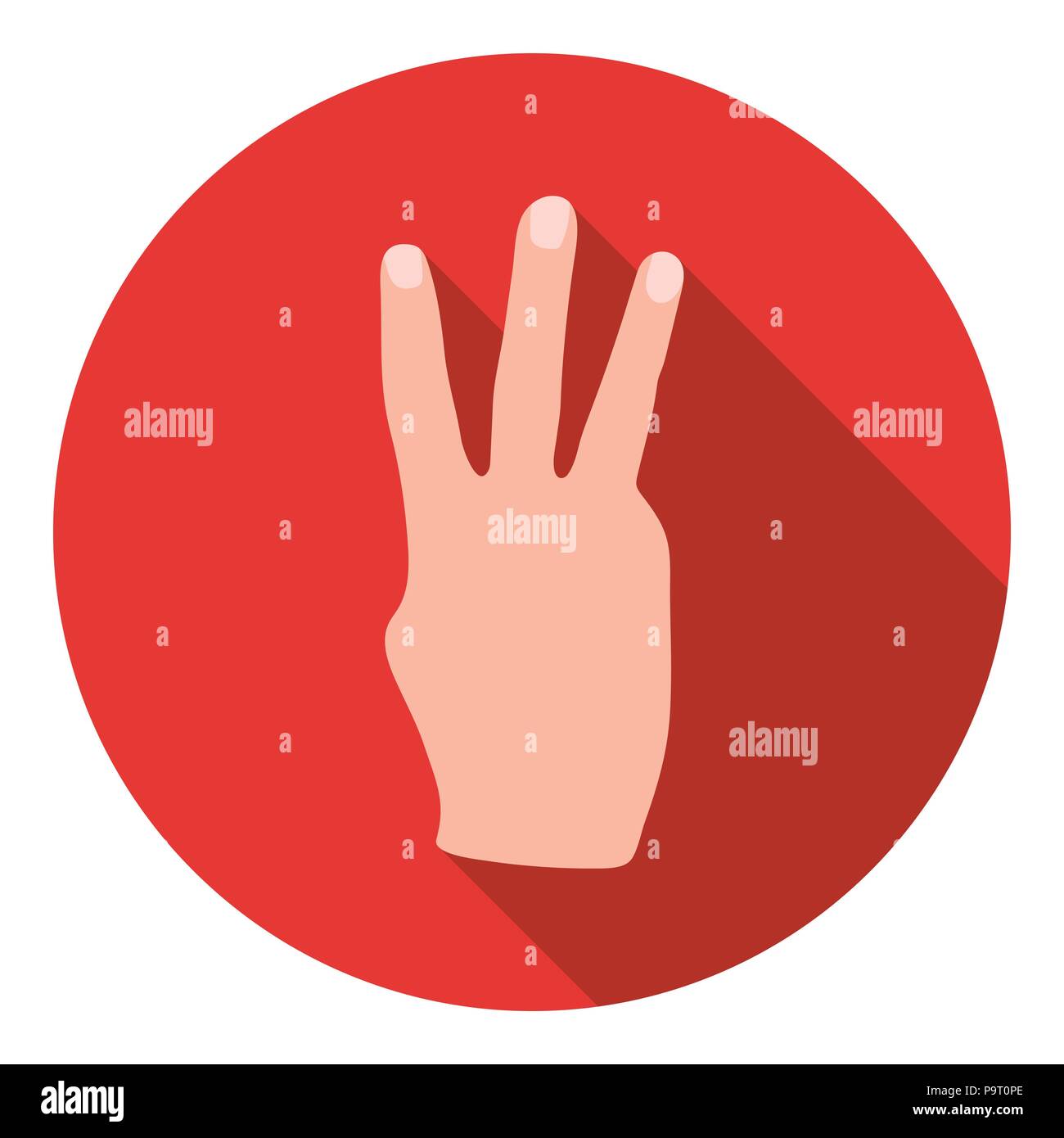 Three fingers icon in flat style isolated on white background. Hand gestures symbol vector ...