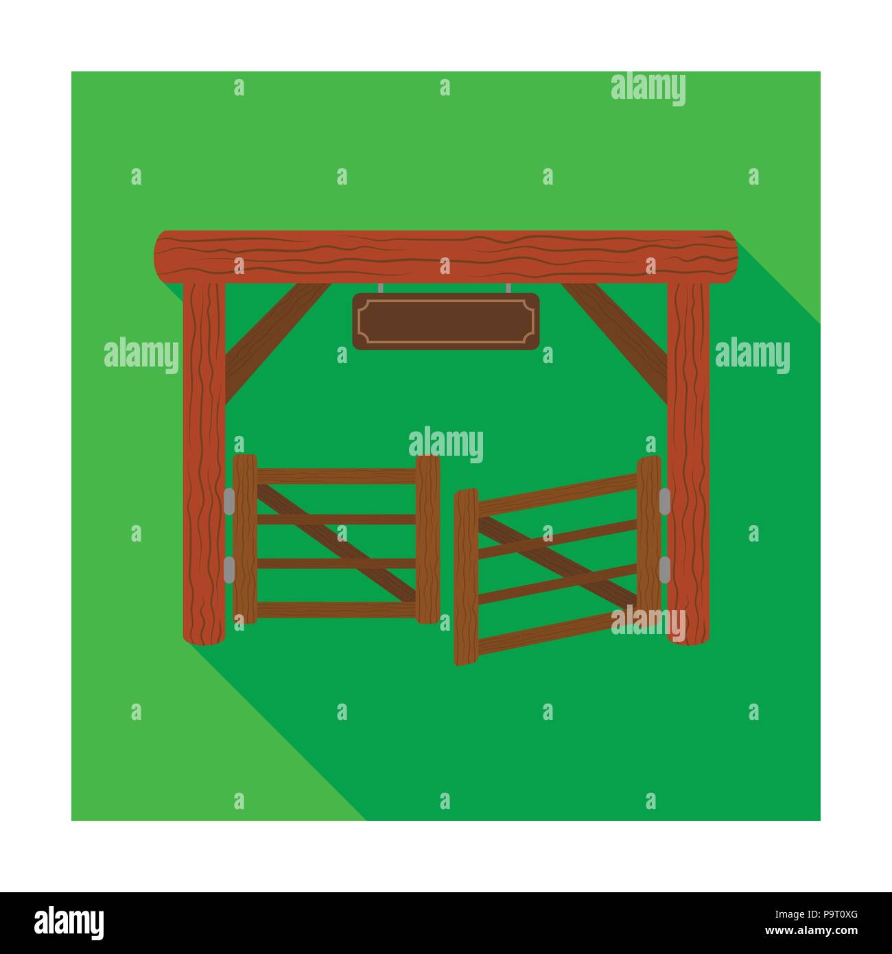 Paddock gate icon in flat design isolated on white background. Rodeo ...