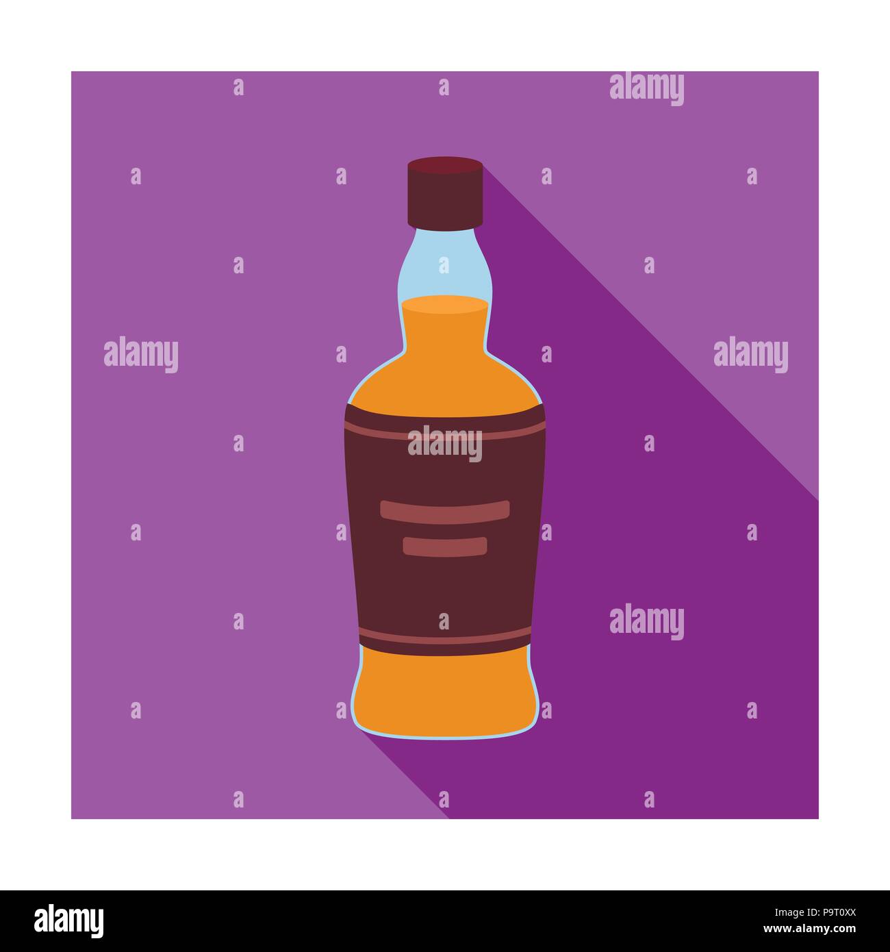 Bottle of scottish whiskey icon in flat design isolated on white ...