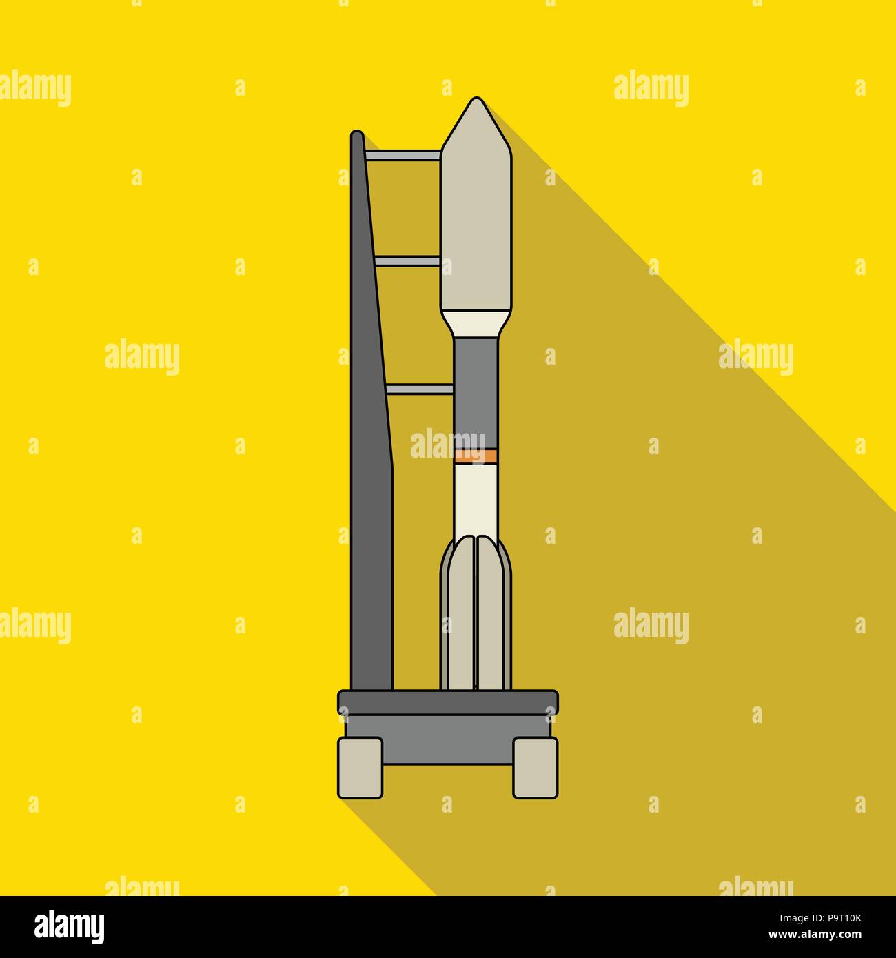 Space launch vehicle at launch. Space technology single icon in flat ...