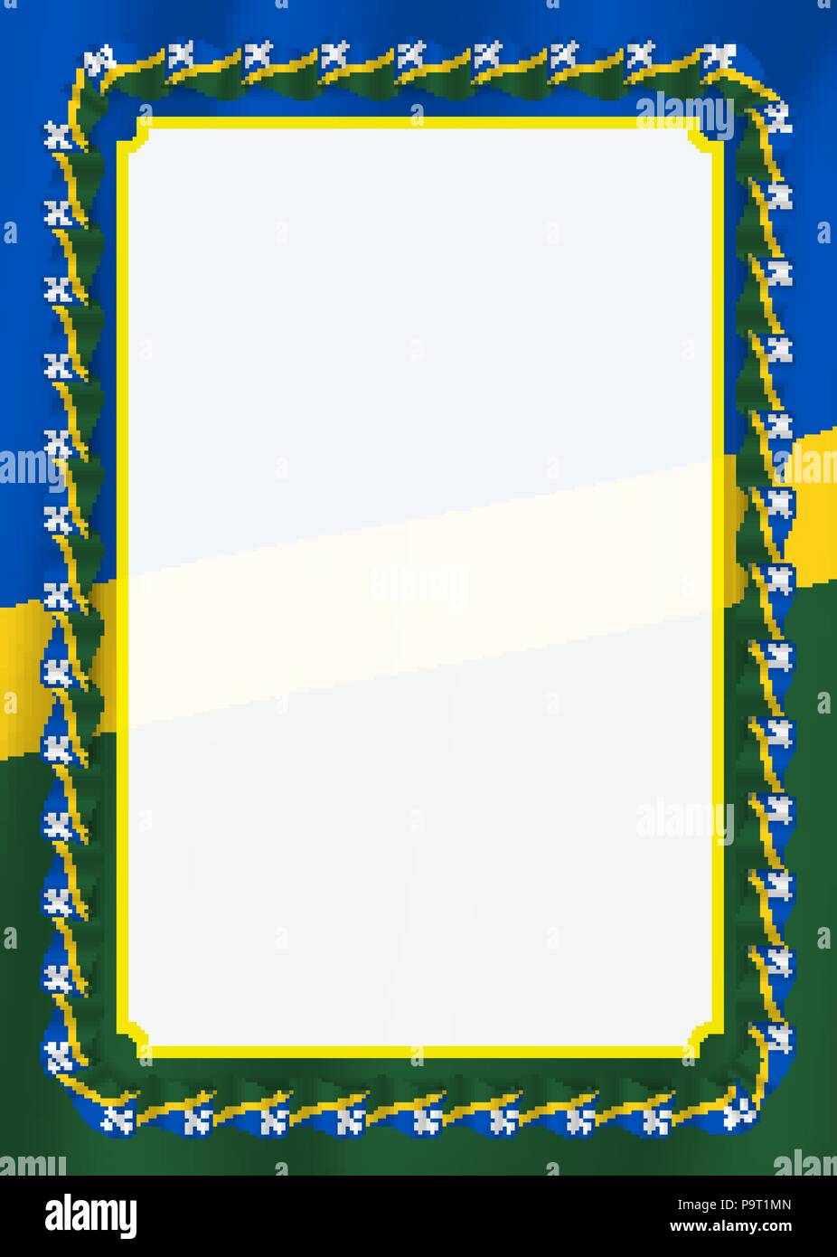 Frame and border of ribbon with Solomon Islands flag, template elements ...