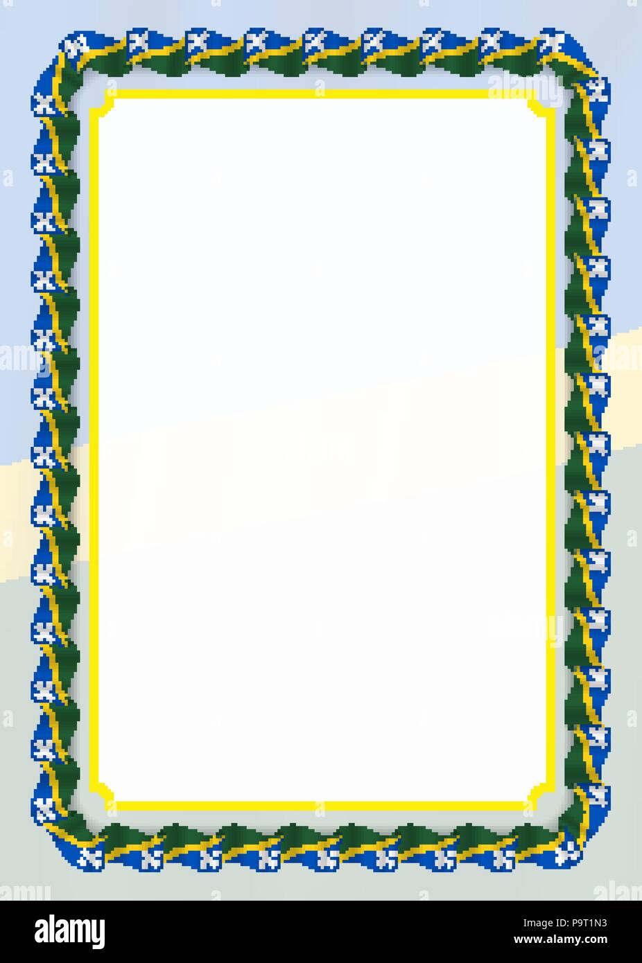 Frame and border of ribbon with Solomon Islands flag, template elements ...