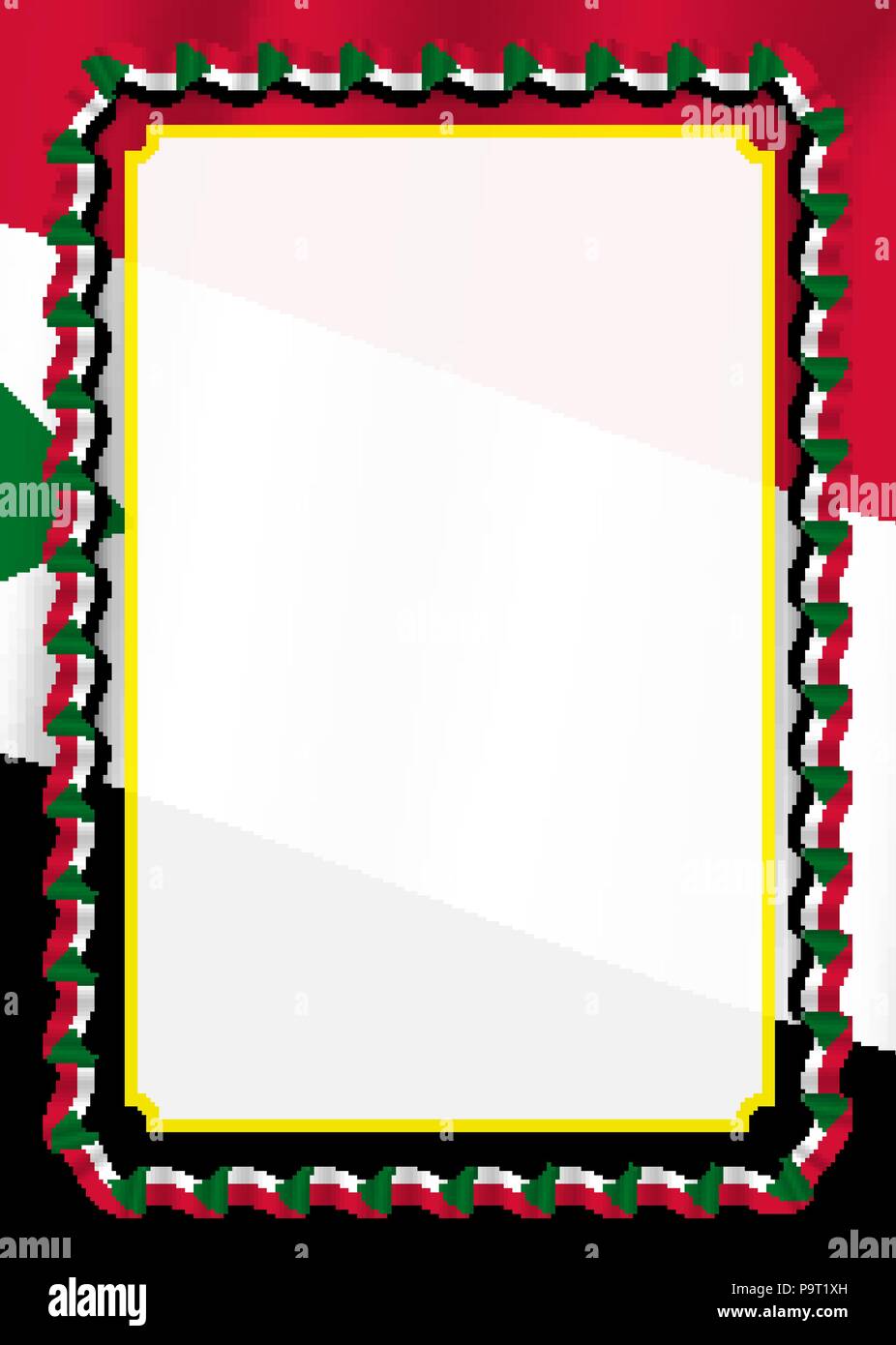 Frame and border of ribbon with Sudan flag, template elements for your ...