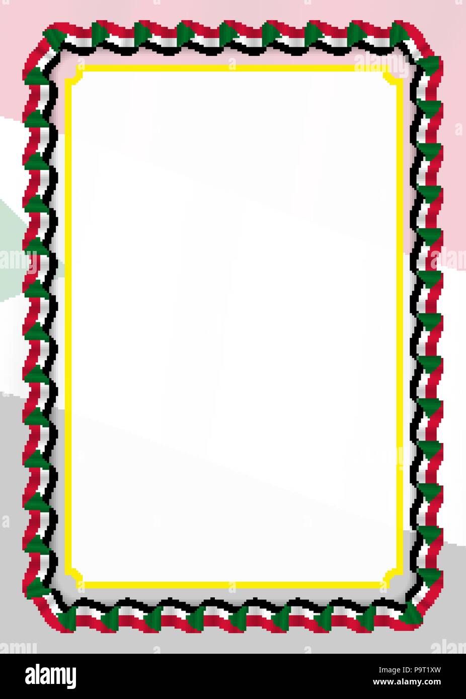 Frame and border of ribbon with Sudan flag, template elements for your ...