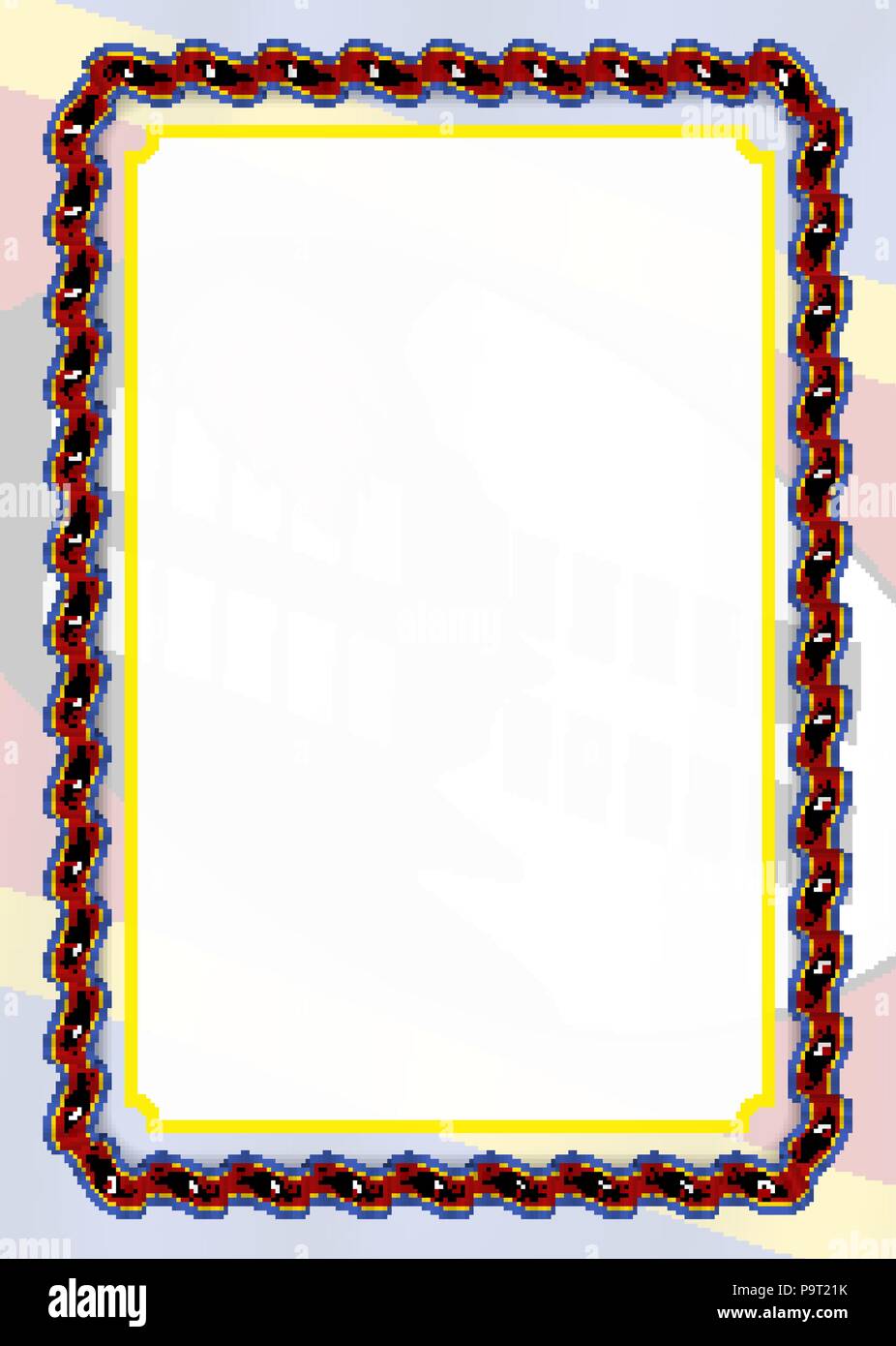 Frame and border of ribbon with Swaziland flag, template elements for ...