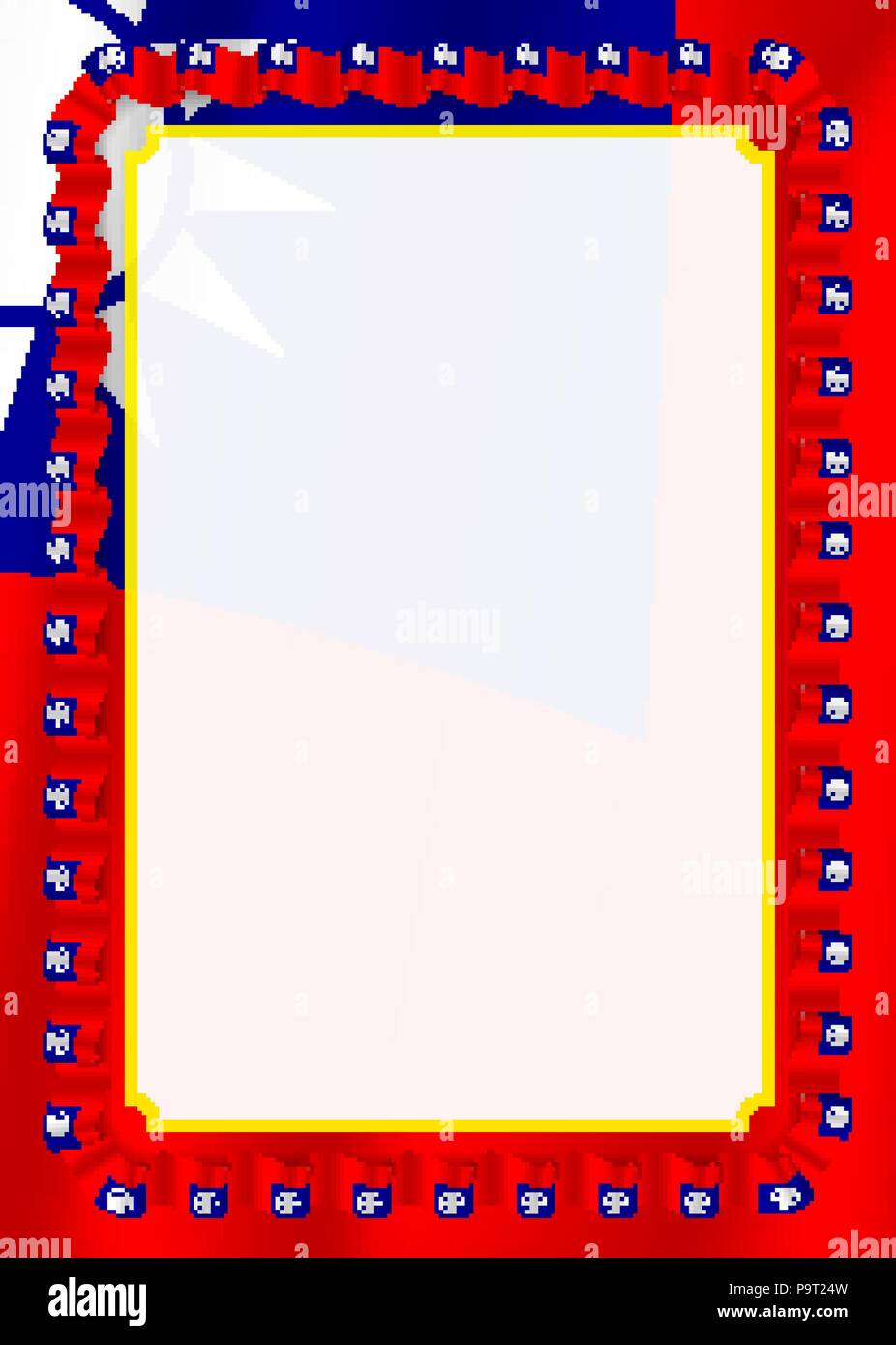 Frame and border of ribbon with Taiwan flag, template elements for your ...