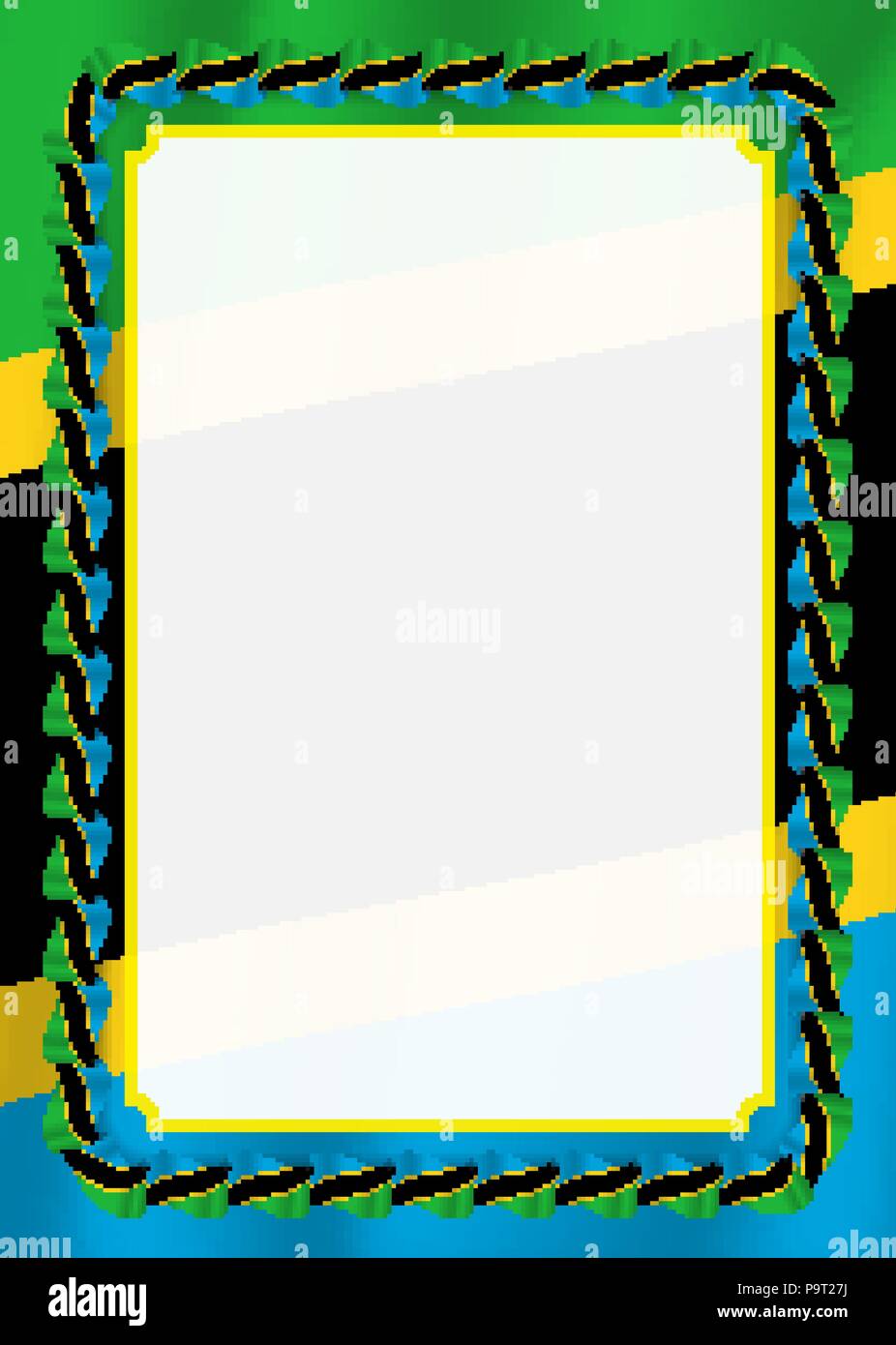 Frame and border of ribbon with Tanzania flag, template elements for ...