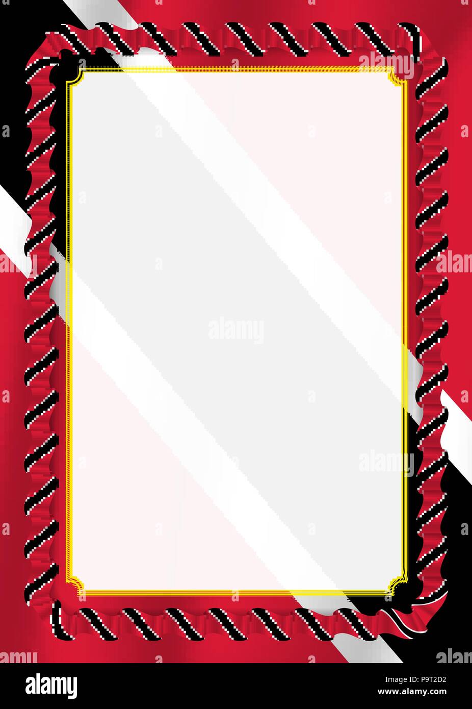 Frame And Border Of Ribbon With Trinidad And Tobago Flag Template