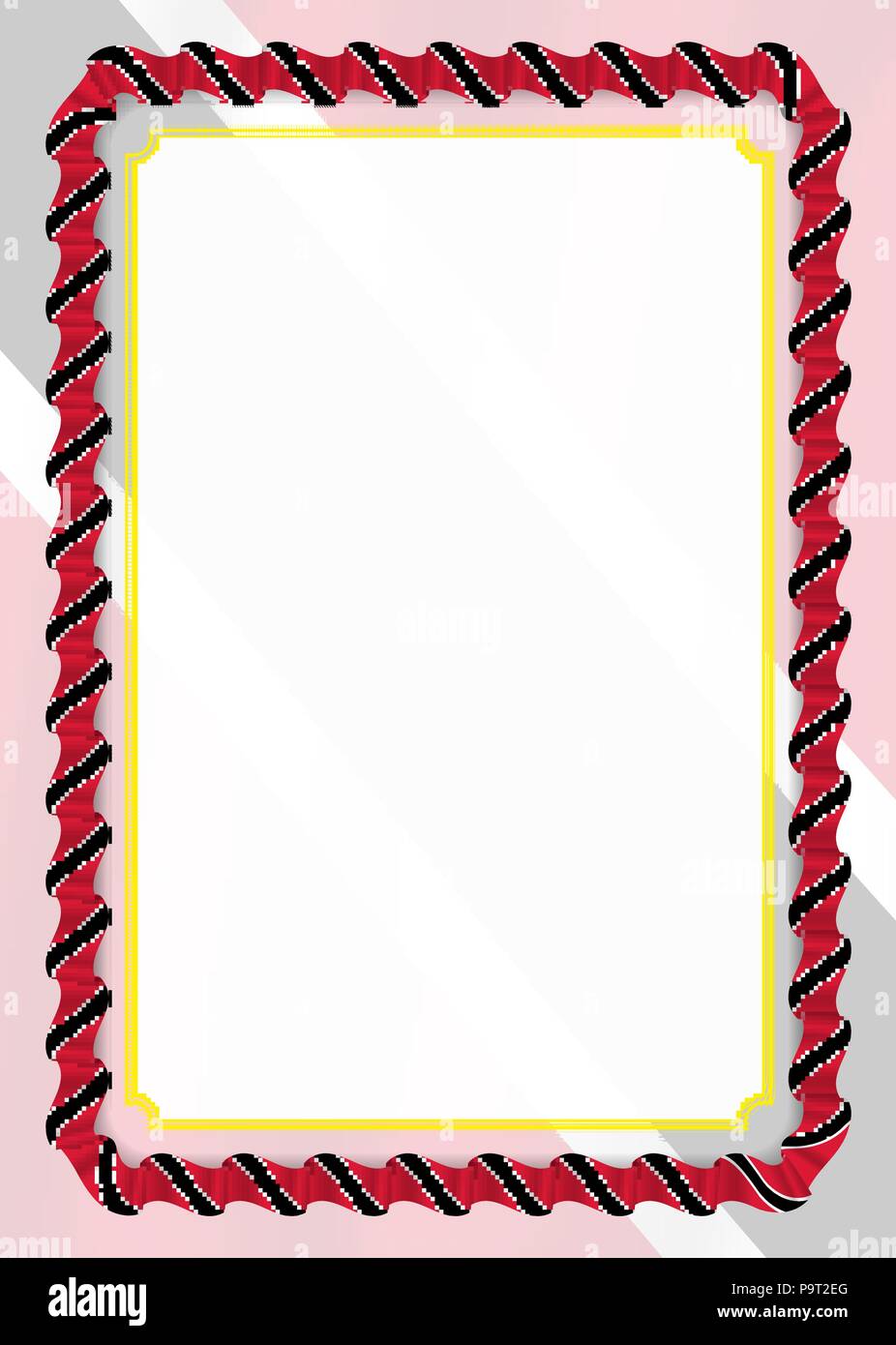 Frame And Border Of Ribbon With Trinidad And Tobago Flag Template