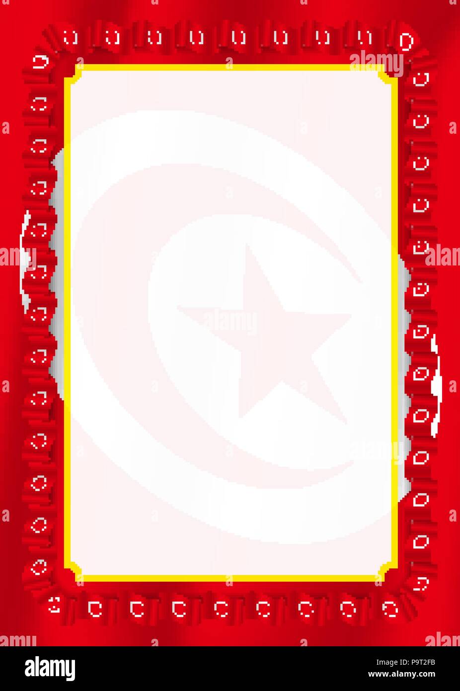 Frame and border of ribbon with Tunisia flag, template elements for ...