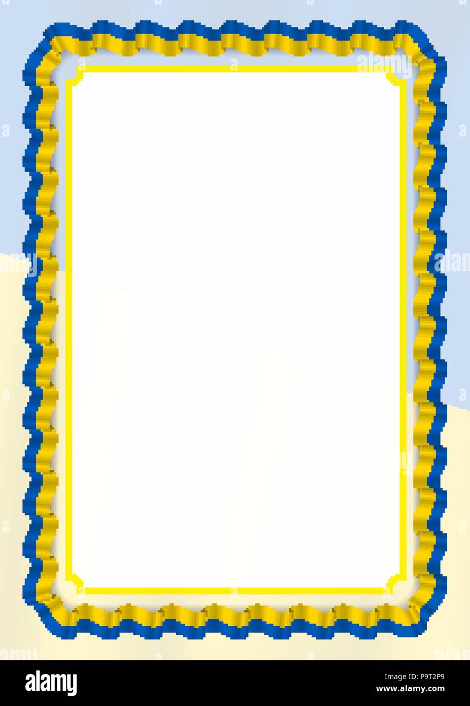 Frame and border of ribbon with Ukraine flag, template elements for ...