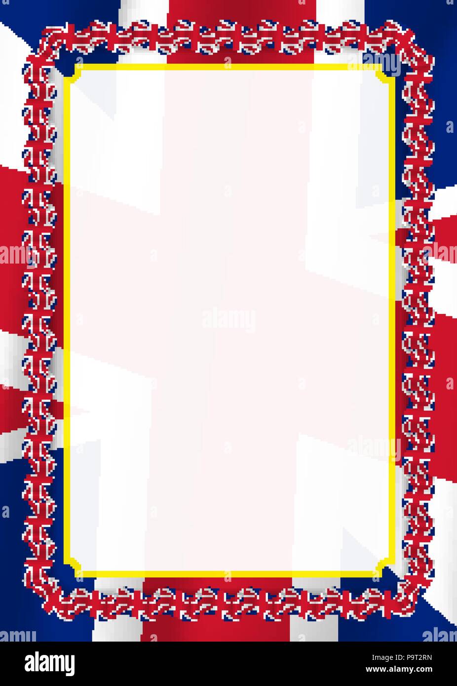 Frame and border of ribbon with United Kingdom flag, template elements ...
