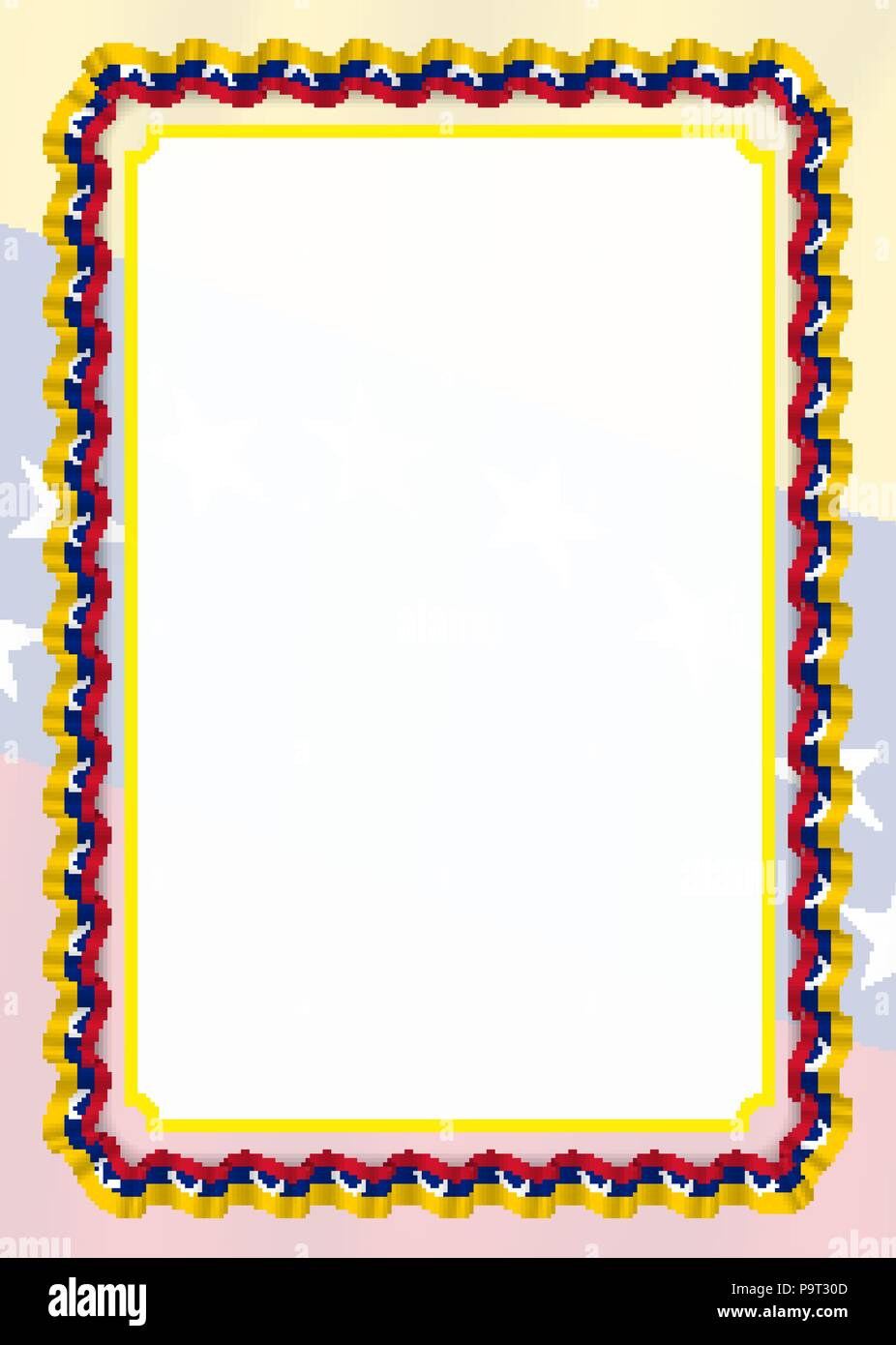 Frame and border of ribbon with Venezuela flag, template elements for ...
