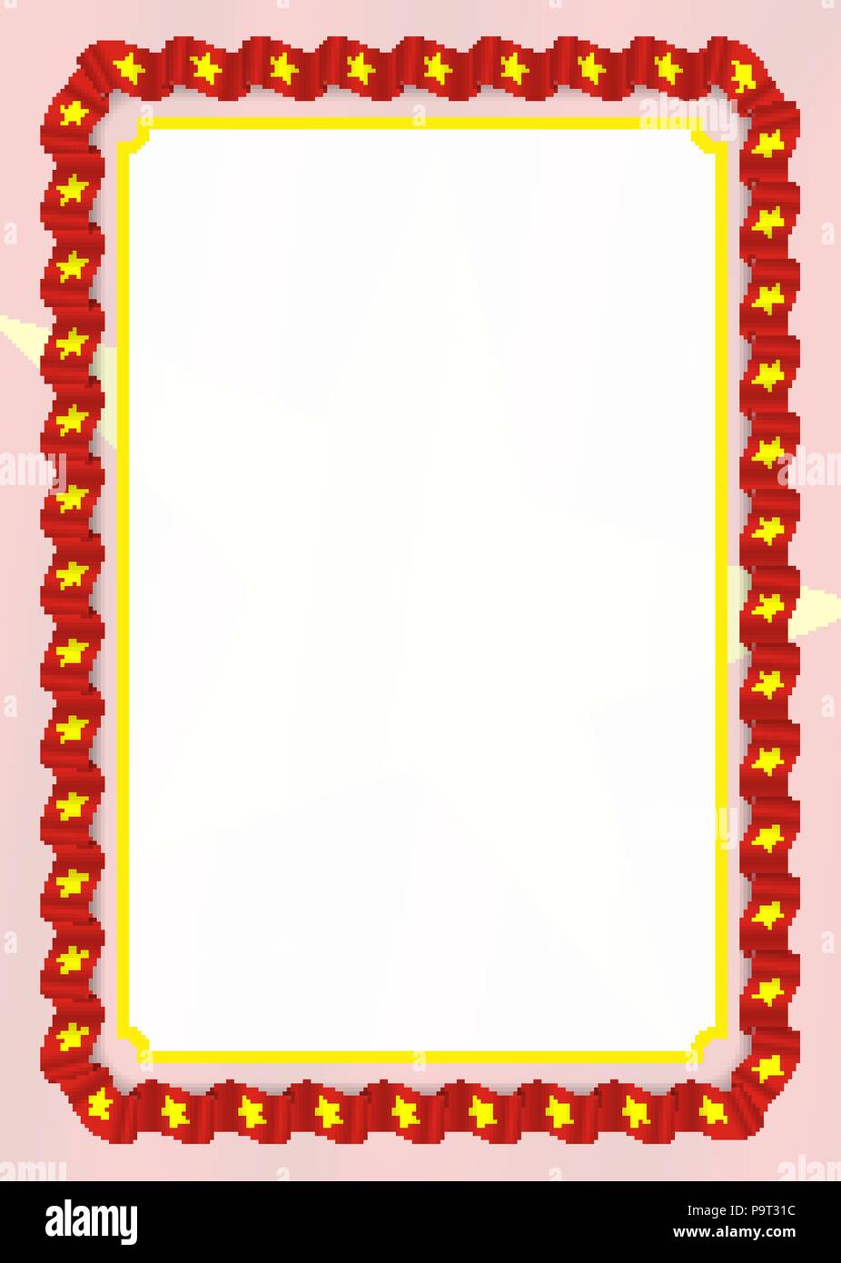 Frame and border of ribbon with Vietnam flag, template elements for ...