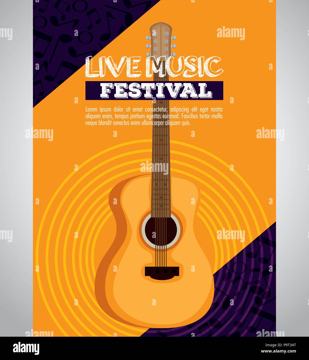 guitar acoustic instrument label vector illustration design Stock ...