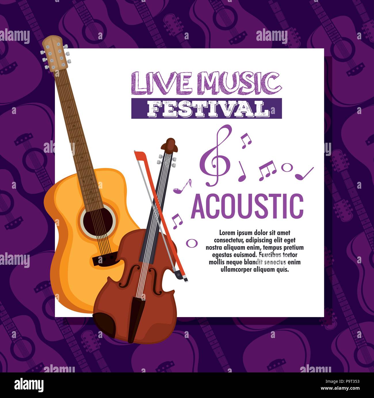 guitar acoustic instrument label vector illustration design Stock ...