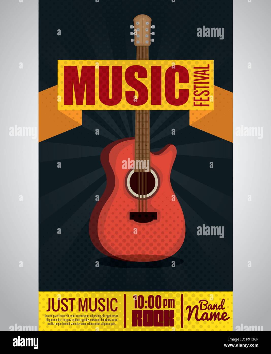 guitar electric instrument label vector illustration design Stock ...