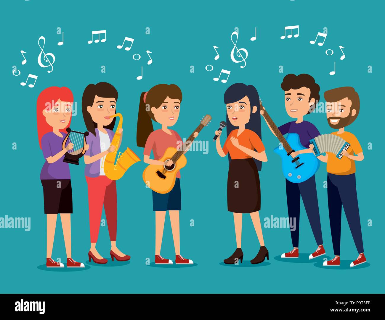 group of persons in concert vector illustration design Stock Vector ...