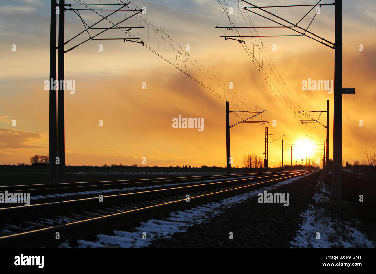 railroad at a sunset Stock Photo - Alamy