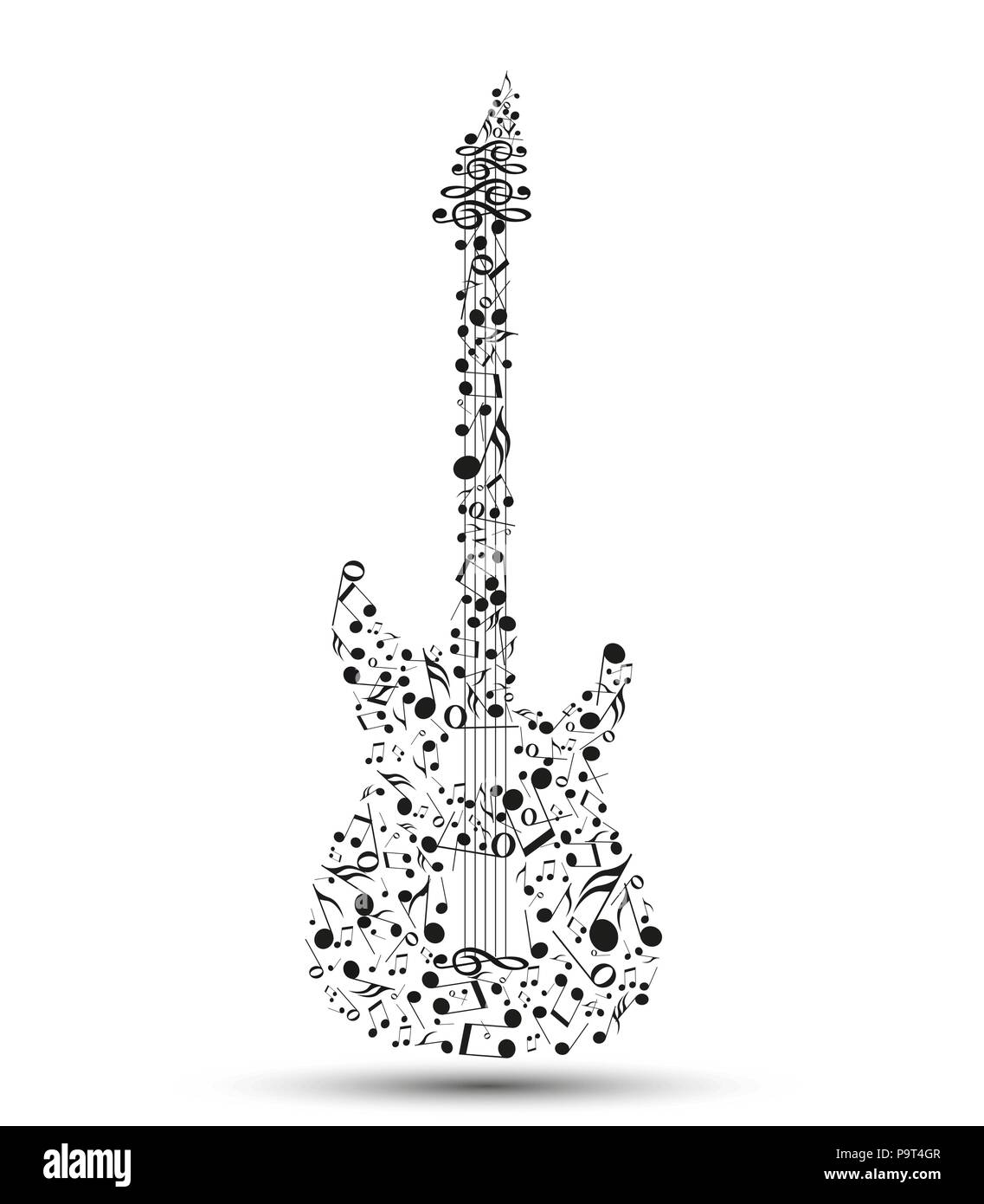 Vector musical notes in the shape of an electric guitar Stock Vector ...
