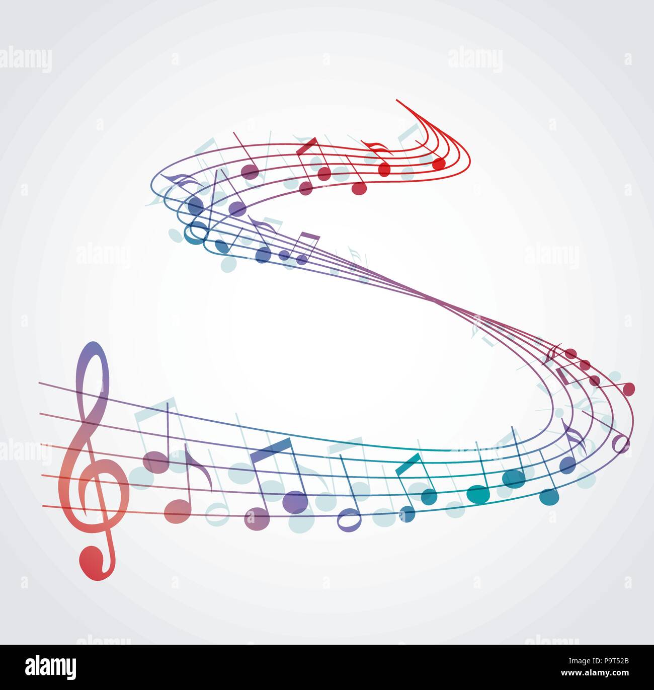 Vector musical background with colored notes, melody Stock Vector Image ...
