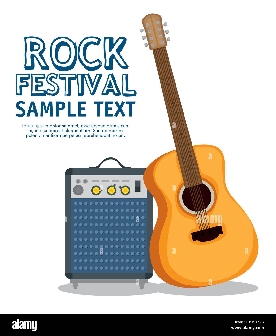 guitar acoustic instrument label vector illustration design Stock ...