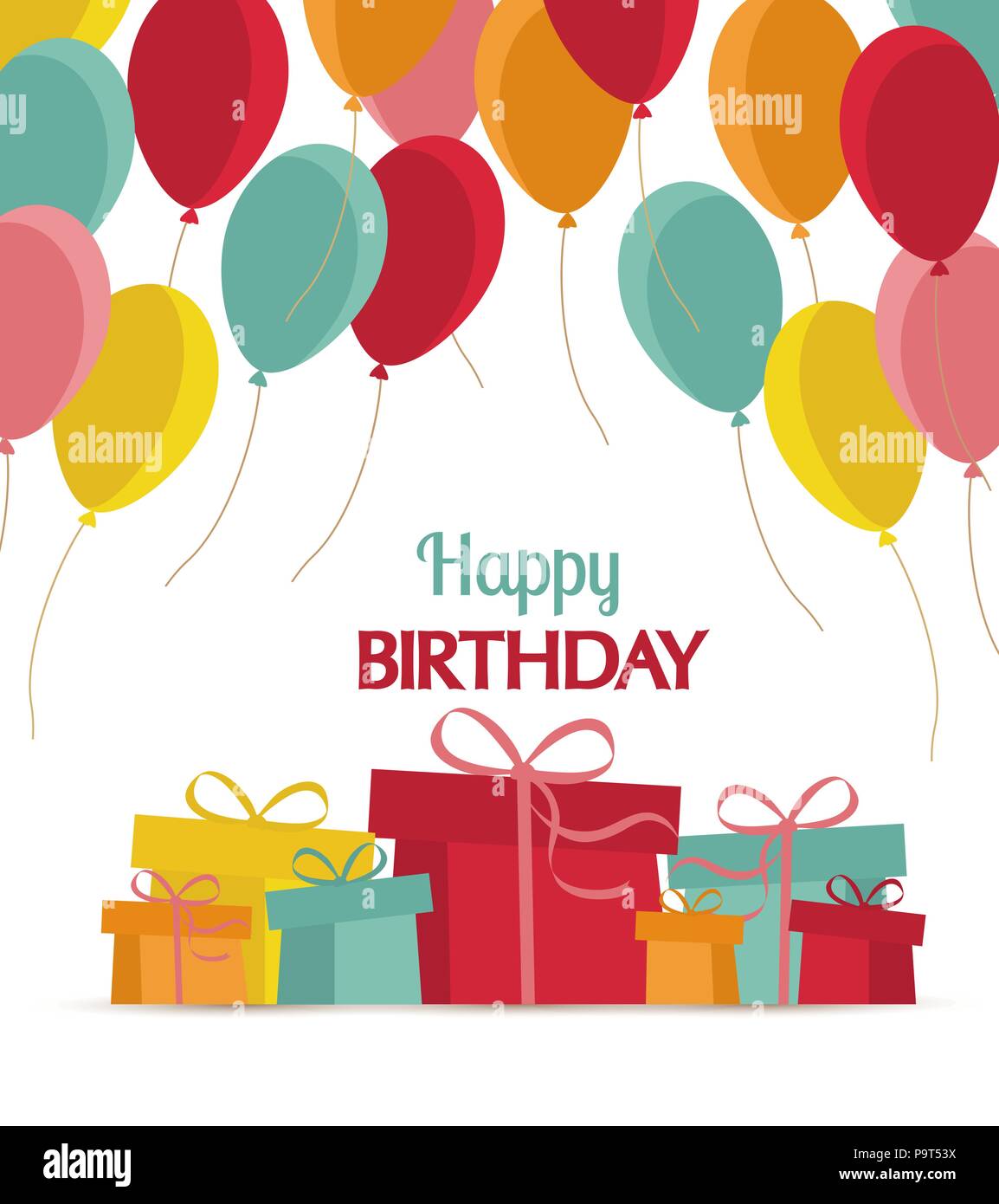 Greeting card with flying balloons and gifts Stock Vector Image & Art ...
