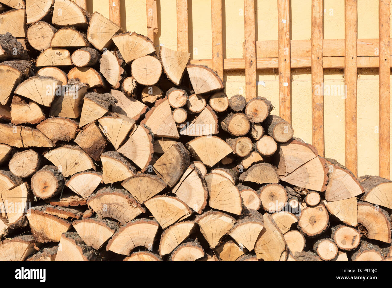 Dry chopped firewood logs ready for winter - Romania Stock Photo - Alamy