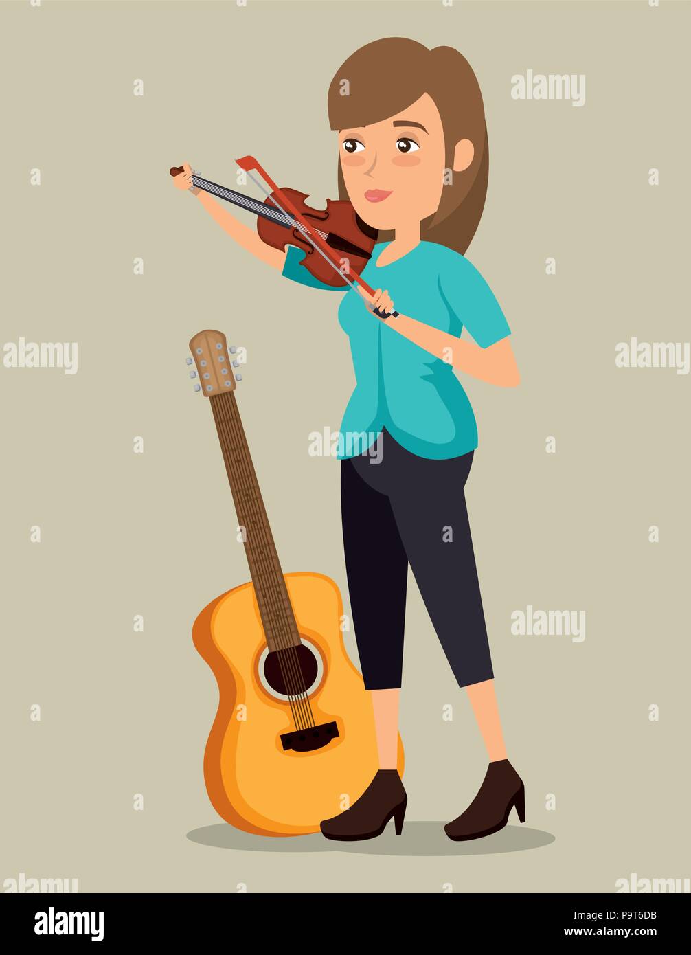 musician woman in concert vector illustration design Stock Vector Image ...