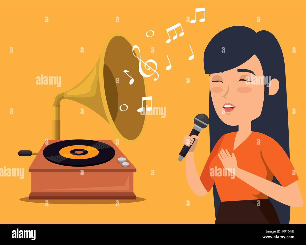 musician woman in concert vector illustration design Stock Vector Image ...