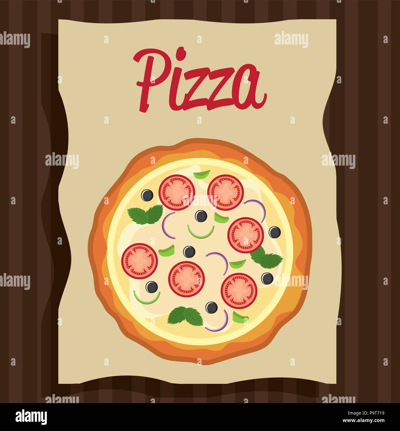 delicious italian pizza label vector illustration design Stock Vector ...