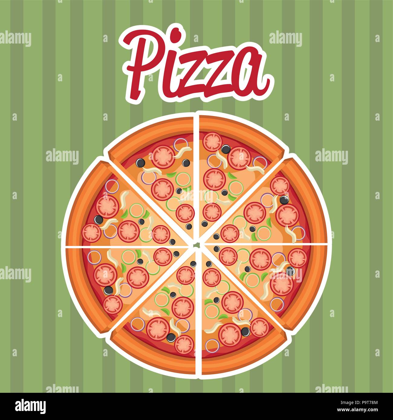 delicious italian pizza label vector illustration design Stock Vector ...