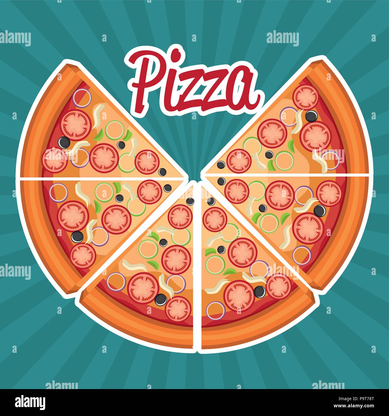 delicious italian pizza label vector illustration design Stock Vector ...