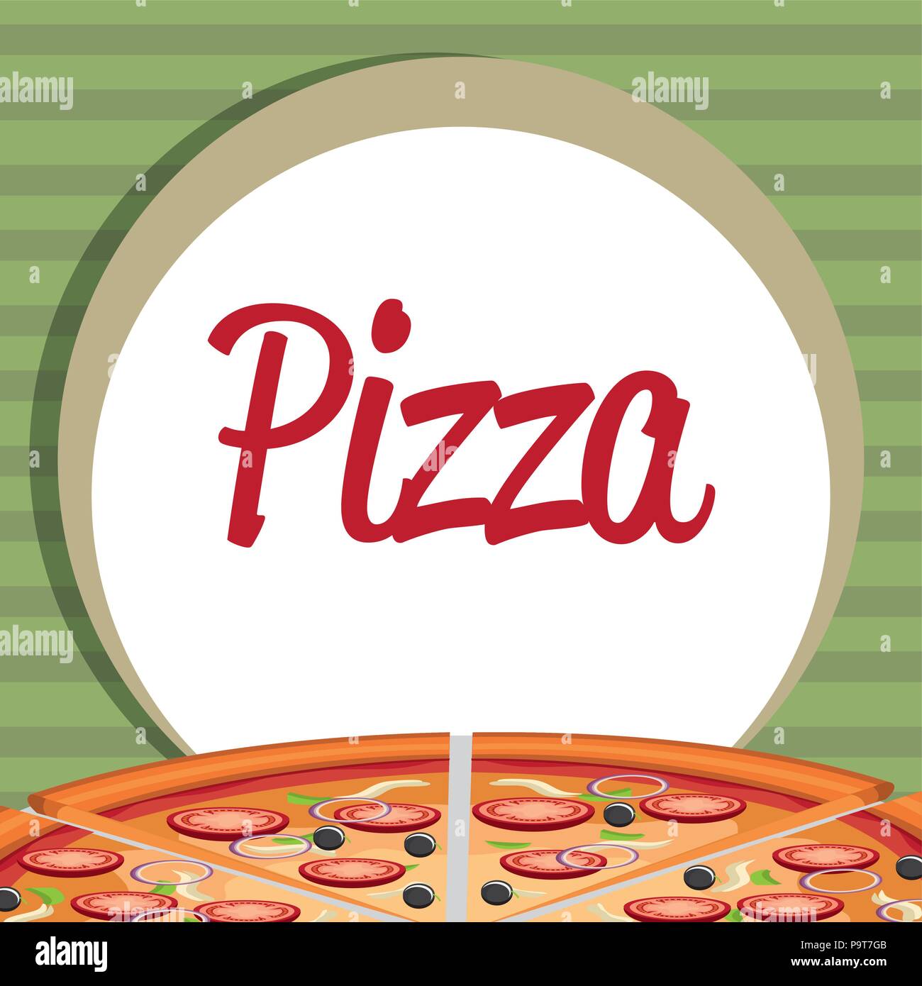 delicious italian pizza label vector illustration design Stock Vector ...