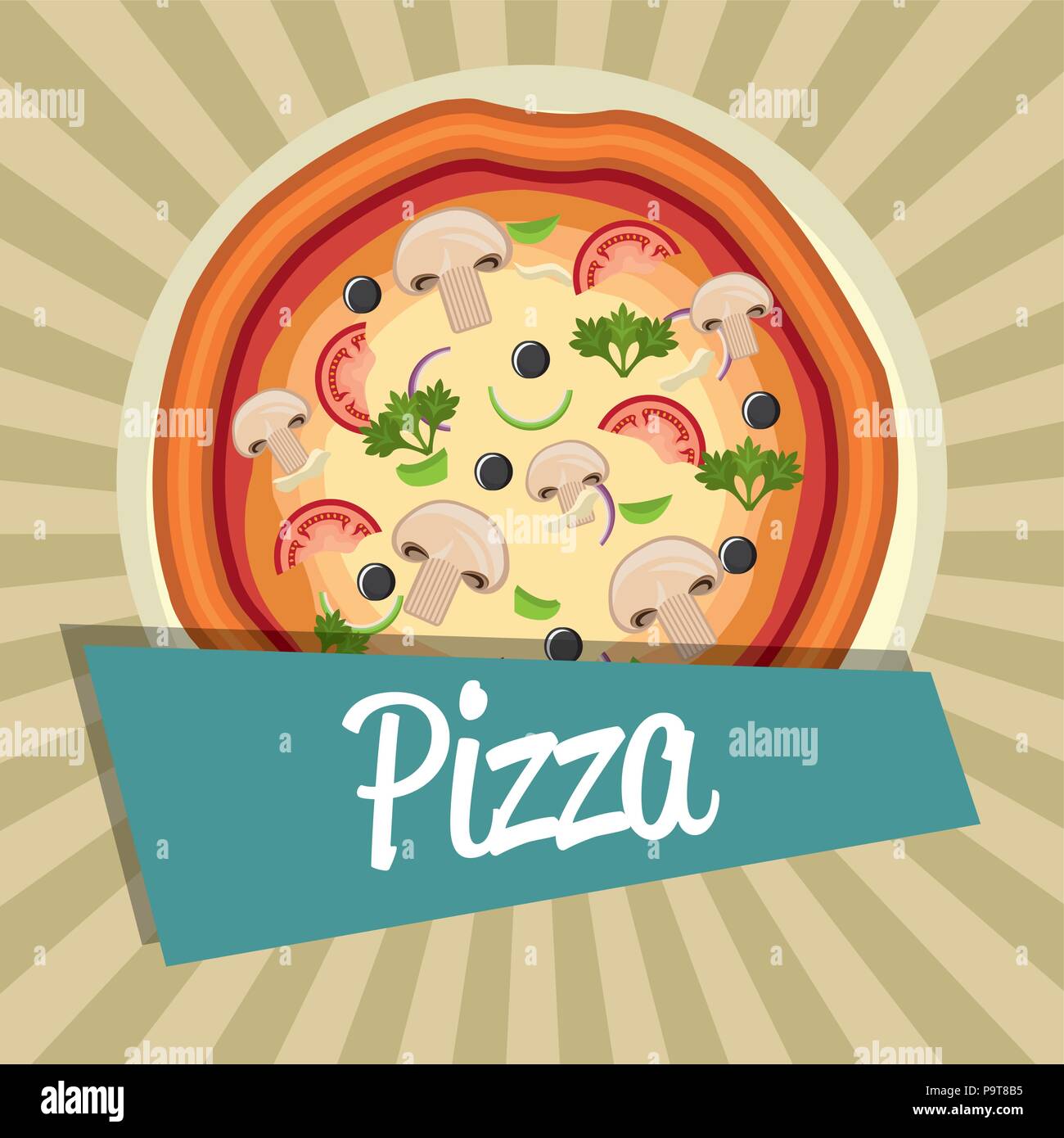 delicious italian pizza label vector illustration design Stock Vector ...