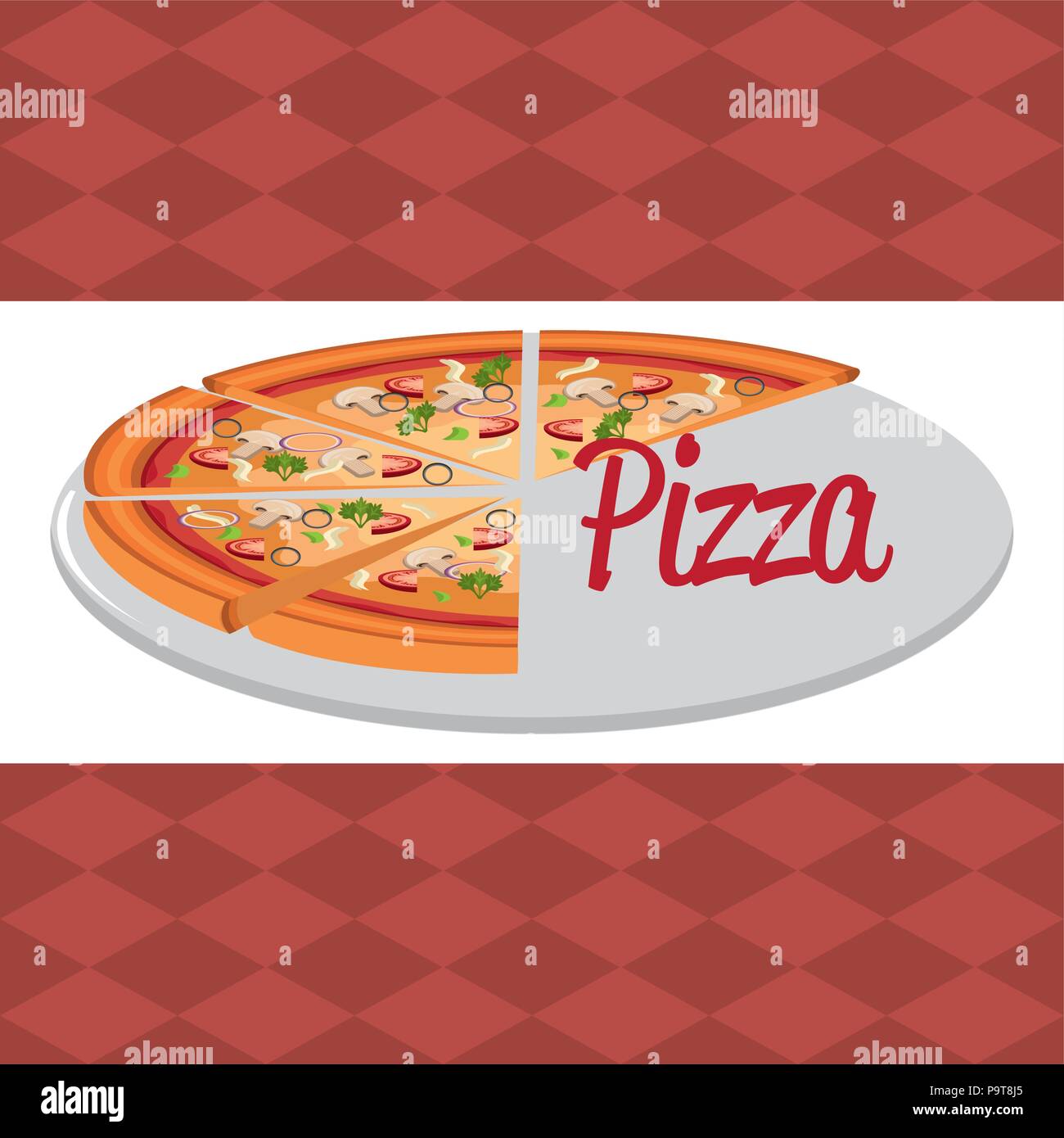 delicious italian pizza label vector illustration design Stock Vector ...