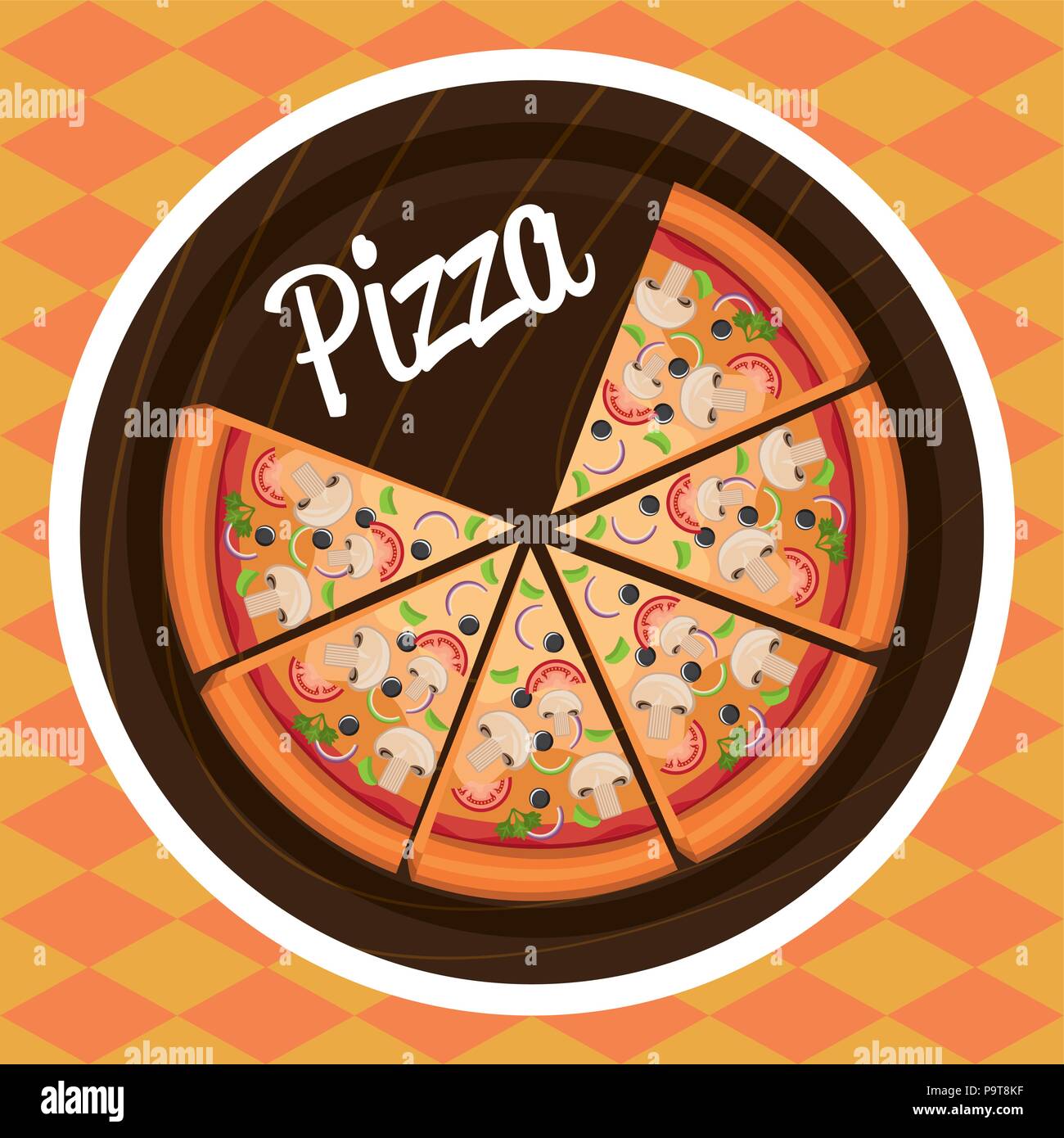 delicious italian pizza label vector illustration design Stock Vector ...