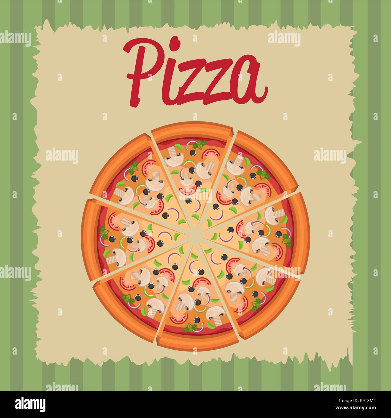 delicious italian pizza label vector illustration design Stock Vector ...