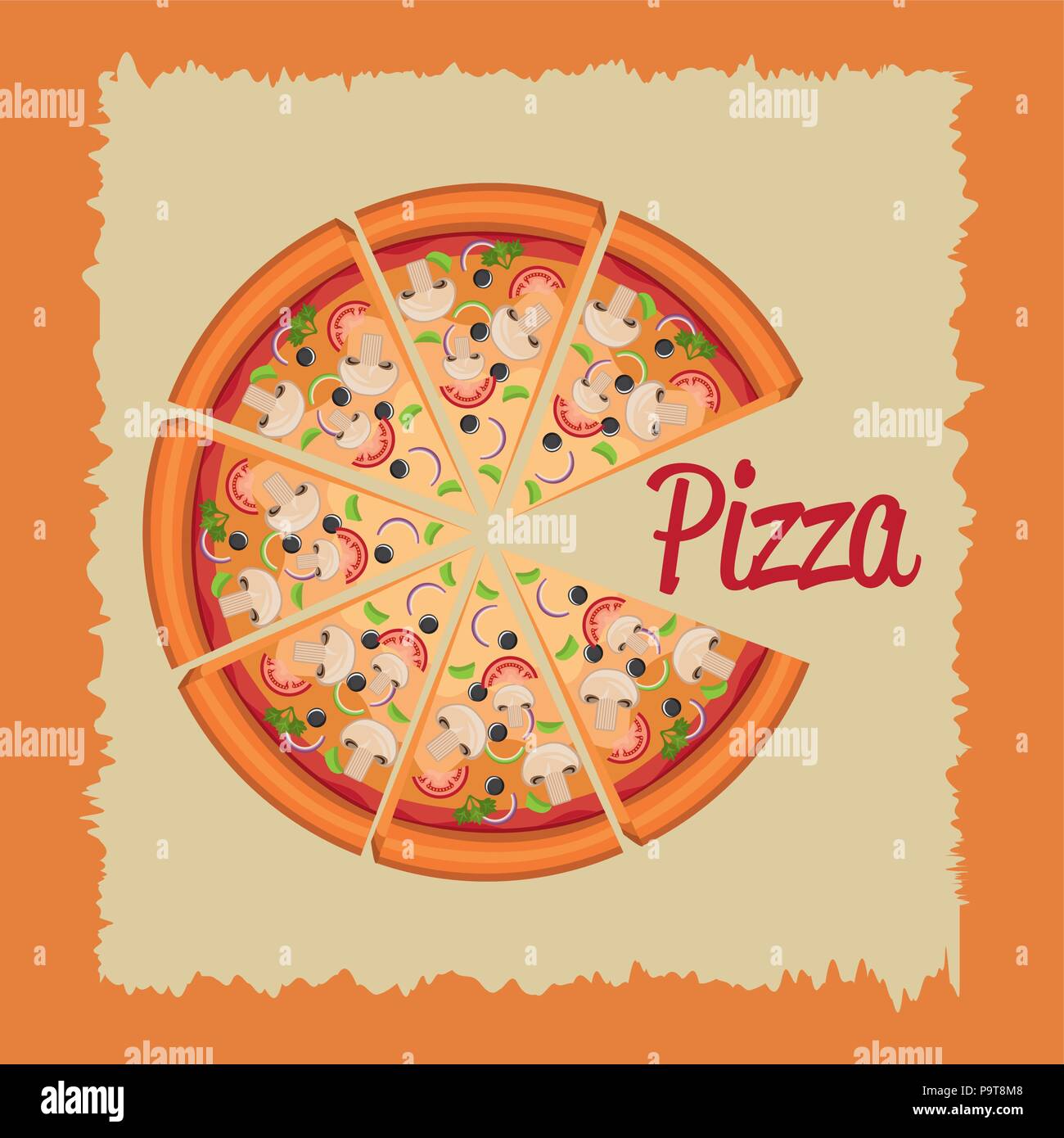 delicious italian pizza label vector illustration design Stock Vector ...