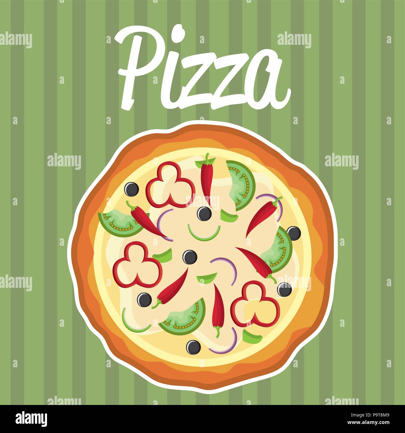 delicious italian pizza label vector illustration design Stock Vector ...