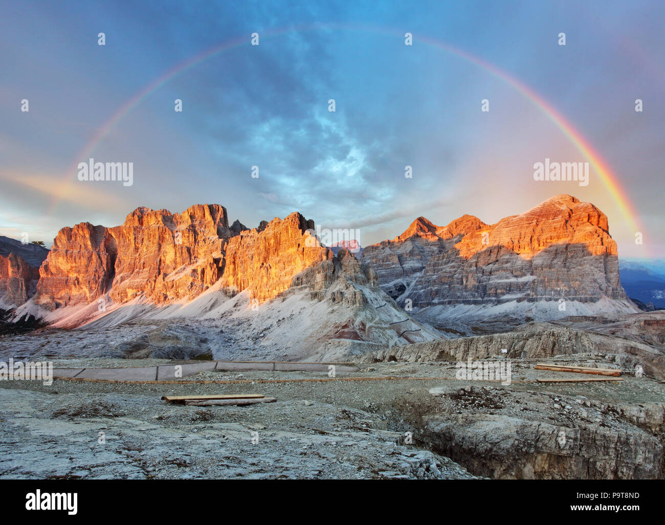 Mountain sunset panorama landscape - in Italy Alps - Dolomites Stock ...