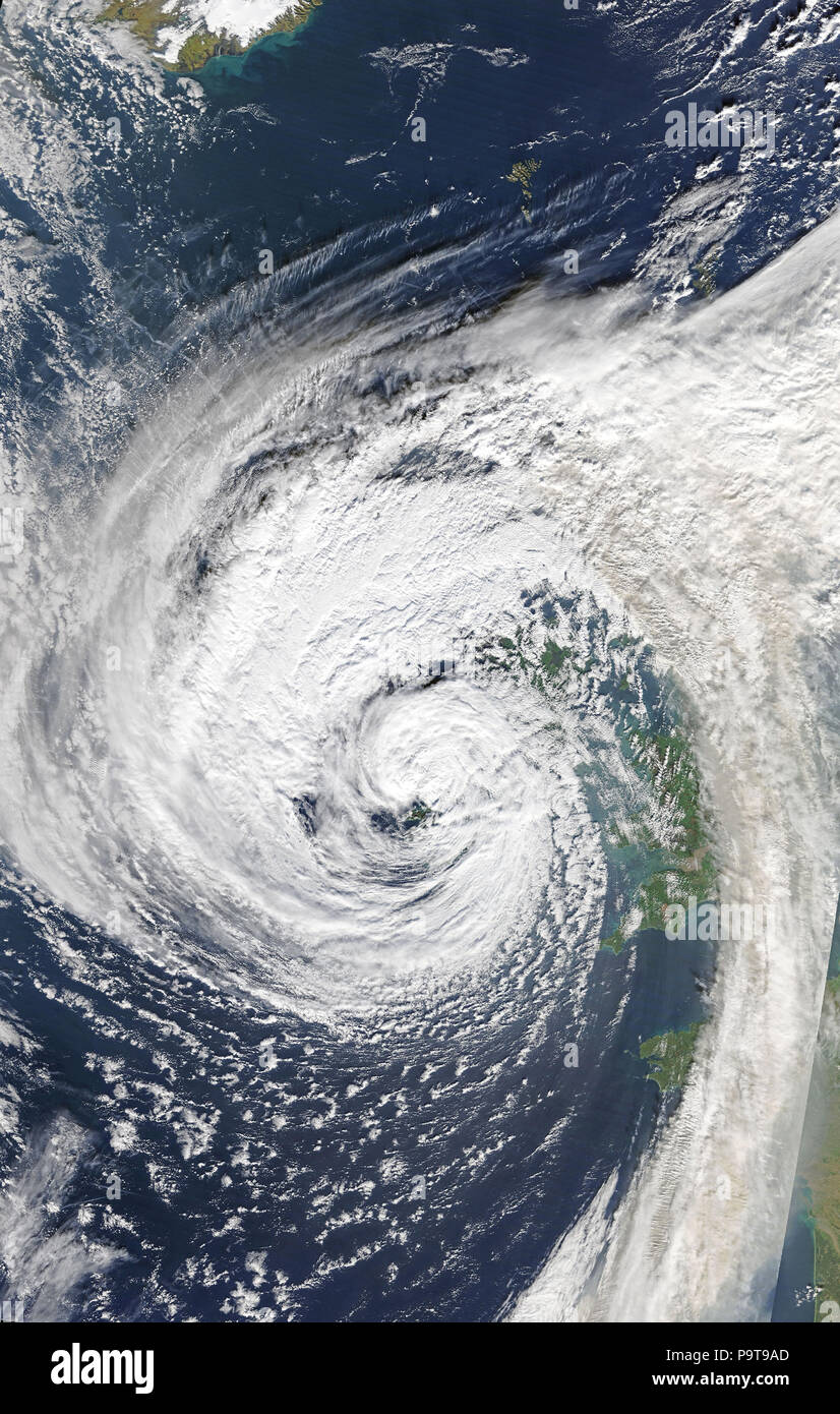 NASA satellite image Hurricane Ophelia over Ireland 16 October 2017 ...